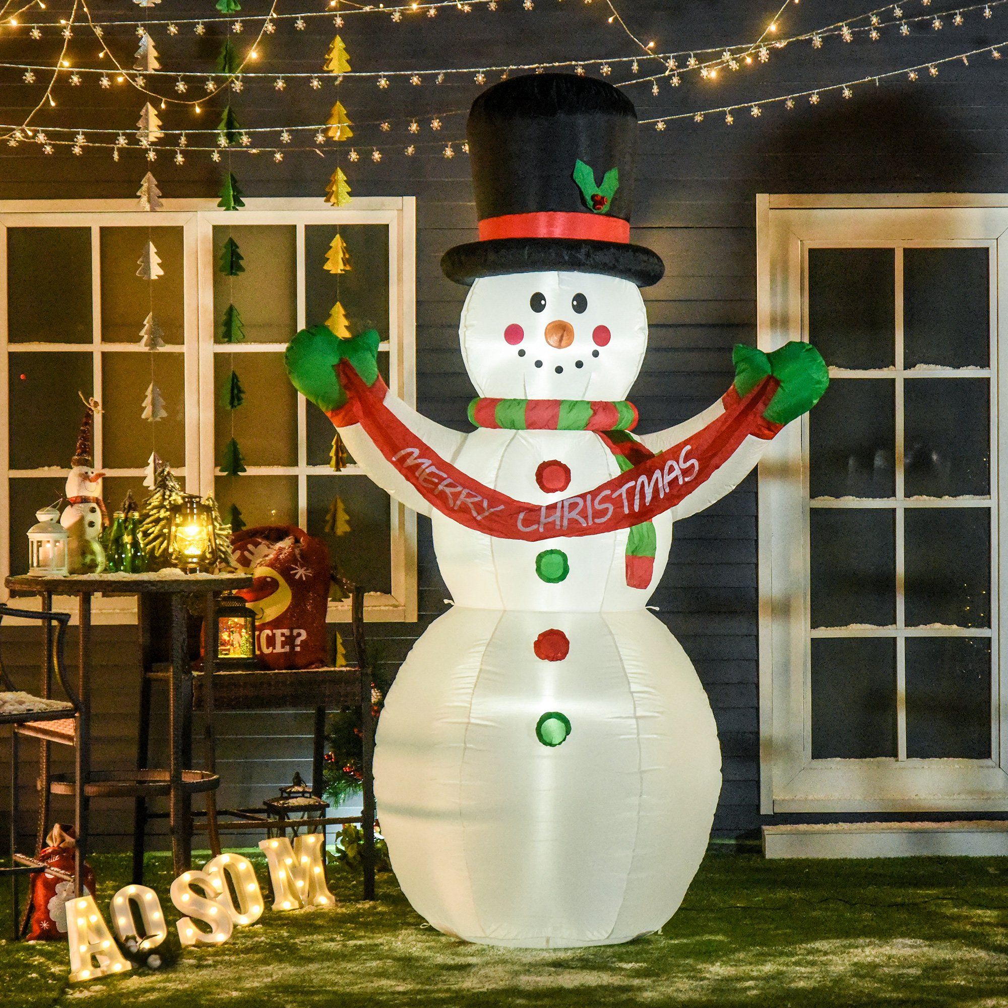 HOMCOM 8ft Tall Giant Outdoor Indoor Inflatable Snowman Christmas ...