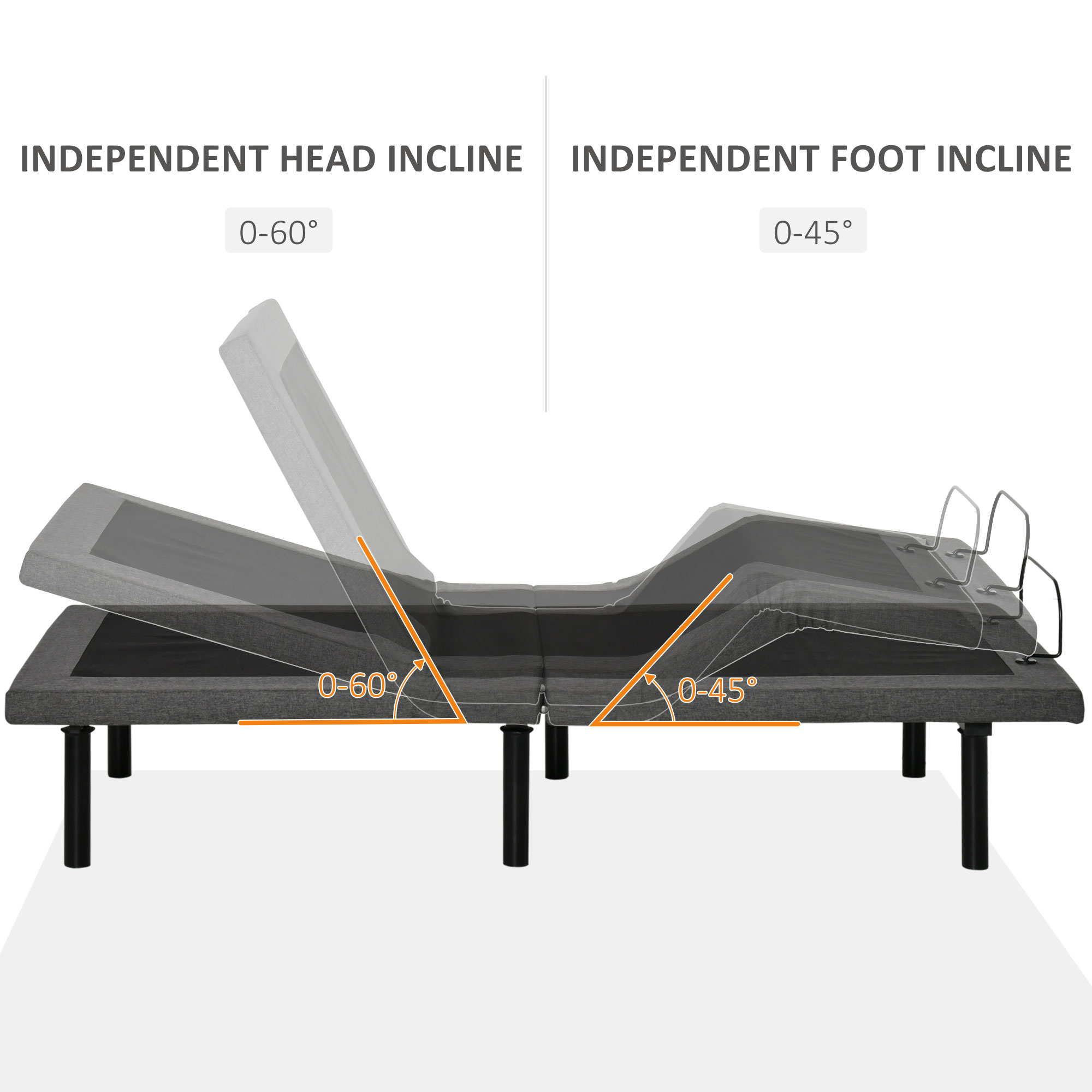 HOMCOM Ergonomic Adjustable Bed Base, Zero Gravity Base for Stress ...