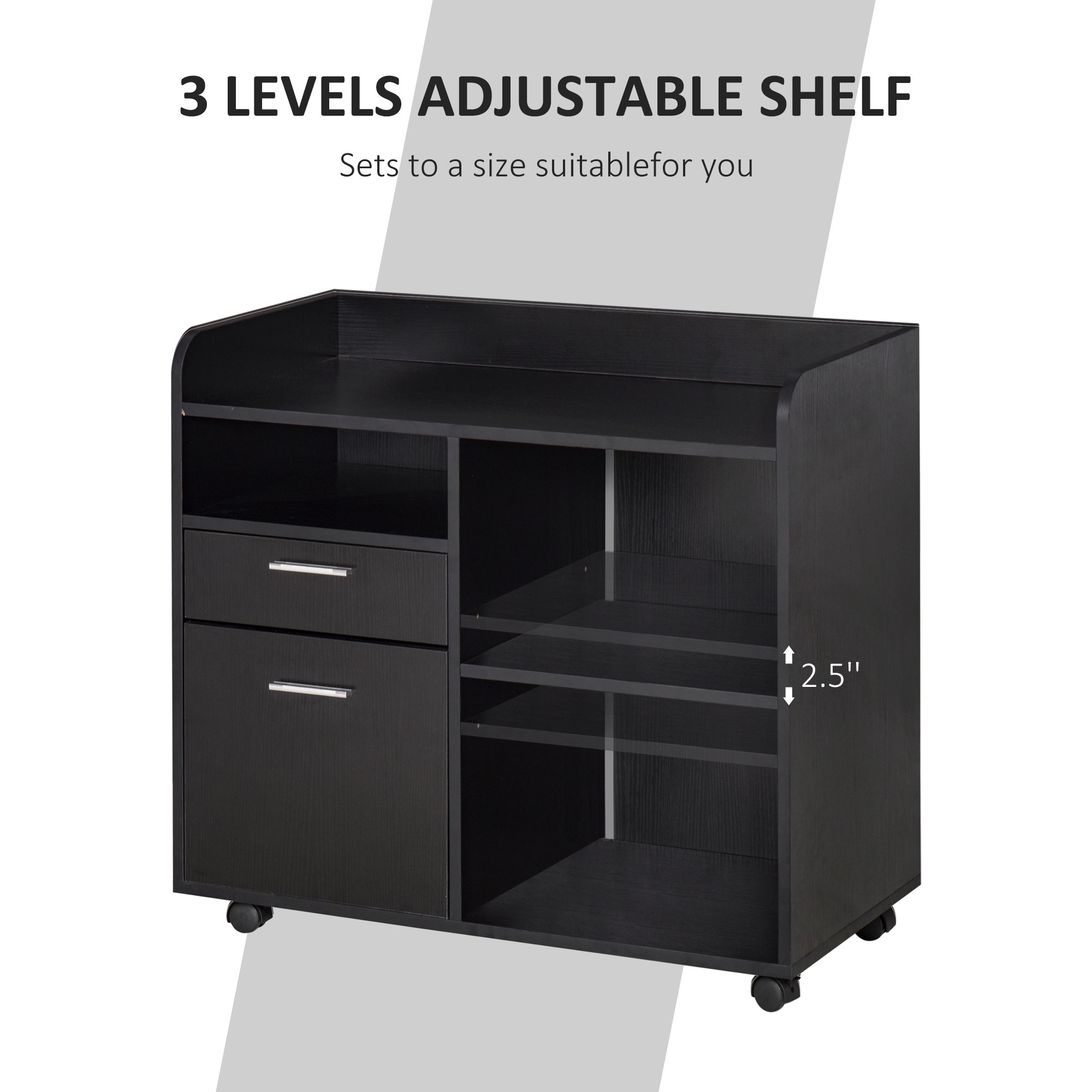 Vinsetto Filing Cabinet Printer Stand Mobile Lateral File Cabinet ...