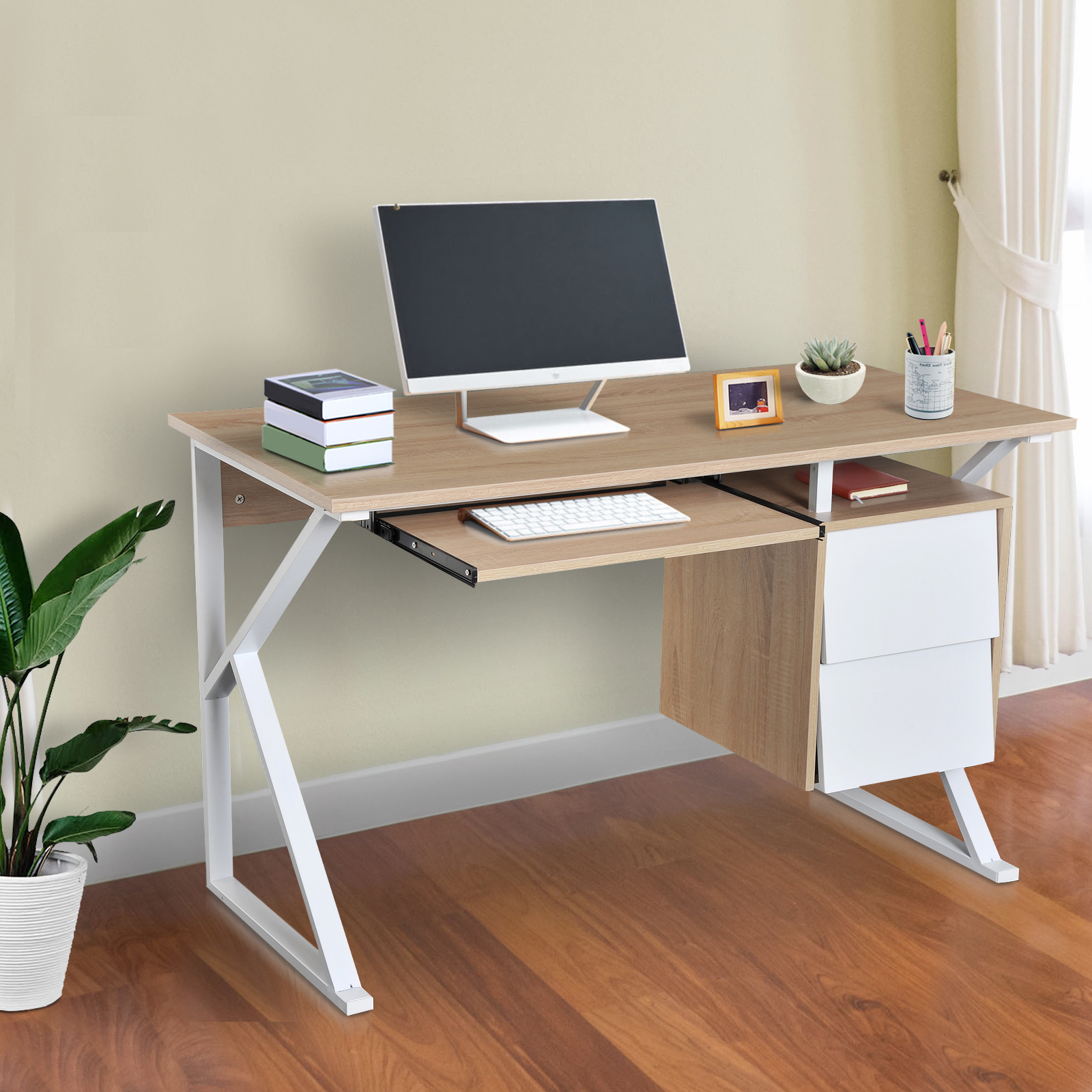 HOMCOM Compact Computer Desk Storage Drawer Keyboard Tray|AOSOM.CA