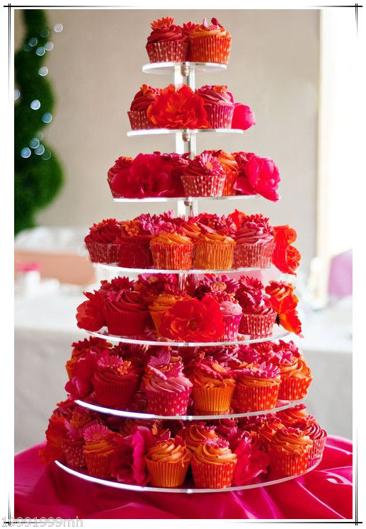 HomCom 7 Tier Cupcake Stand Circle Acrylic Wedding Party Cake Stand ...