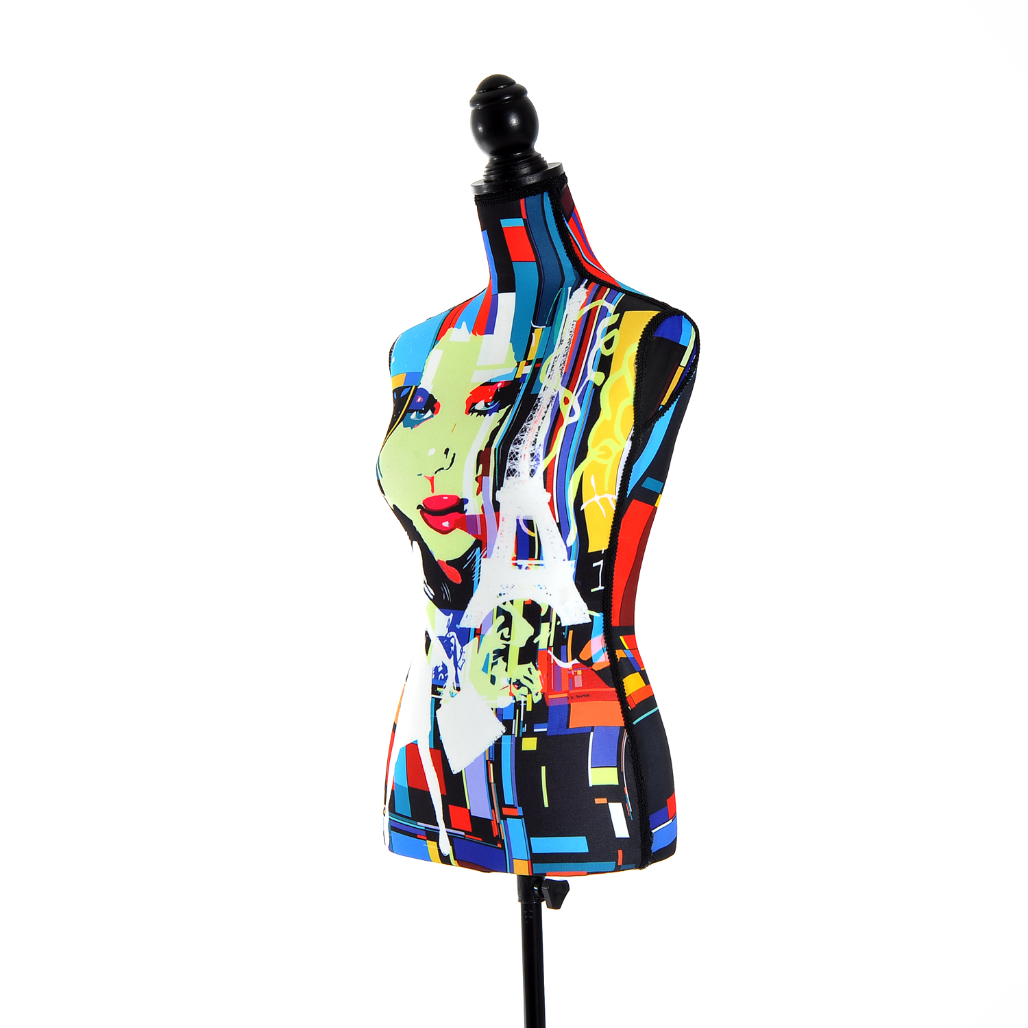 LED Female Mannequin Torso - Adjustable Height - Black/Multicolour|Aosom.ca
