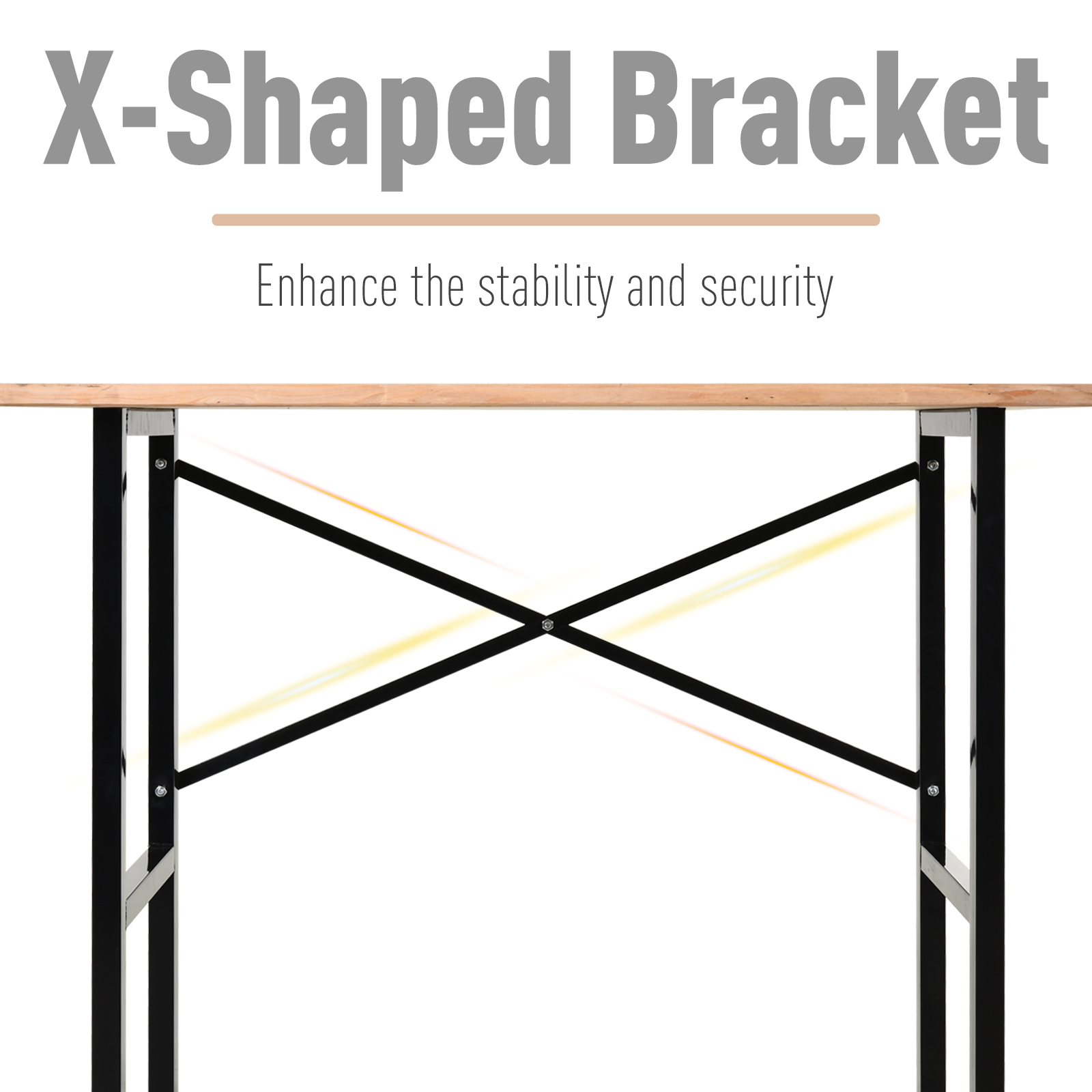 HOMCOM Fir Wood Work Table X-Shape Bracket High Stability Large ...