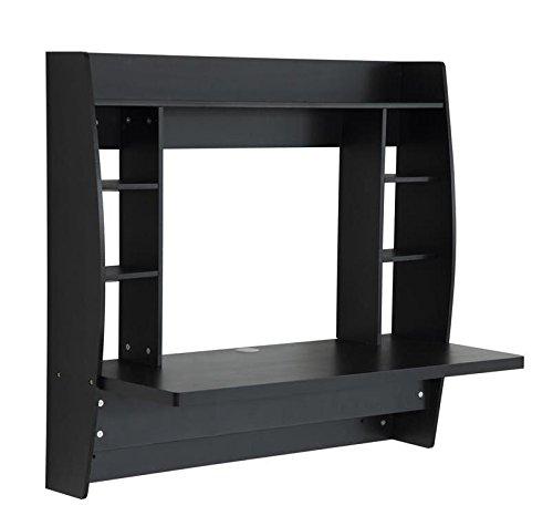 HomCom Floating Wall Mount Office Computer Desk with Storage - Black ...