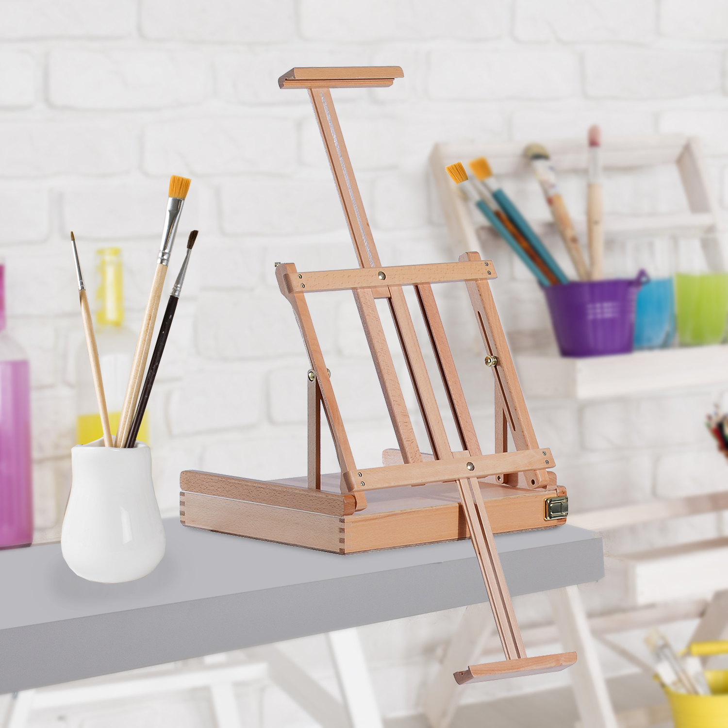 HomCom Folding Adjustable Wooden Table Easel Art Painting Drawing ...