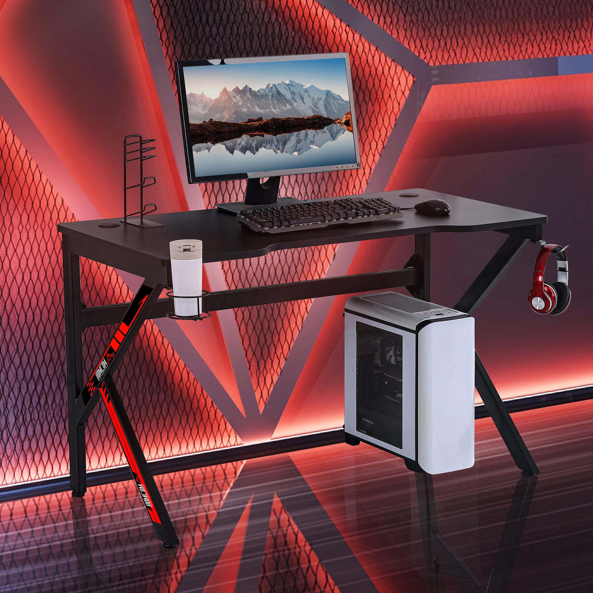 HOMCOM Gaming Desk Computer Table Racing Style for E-sport Room Office ...