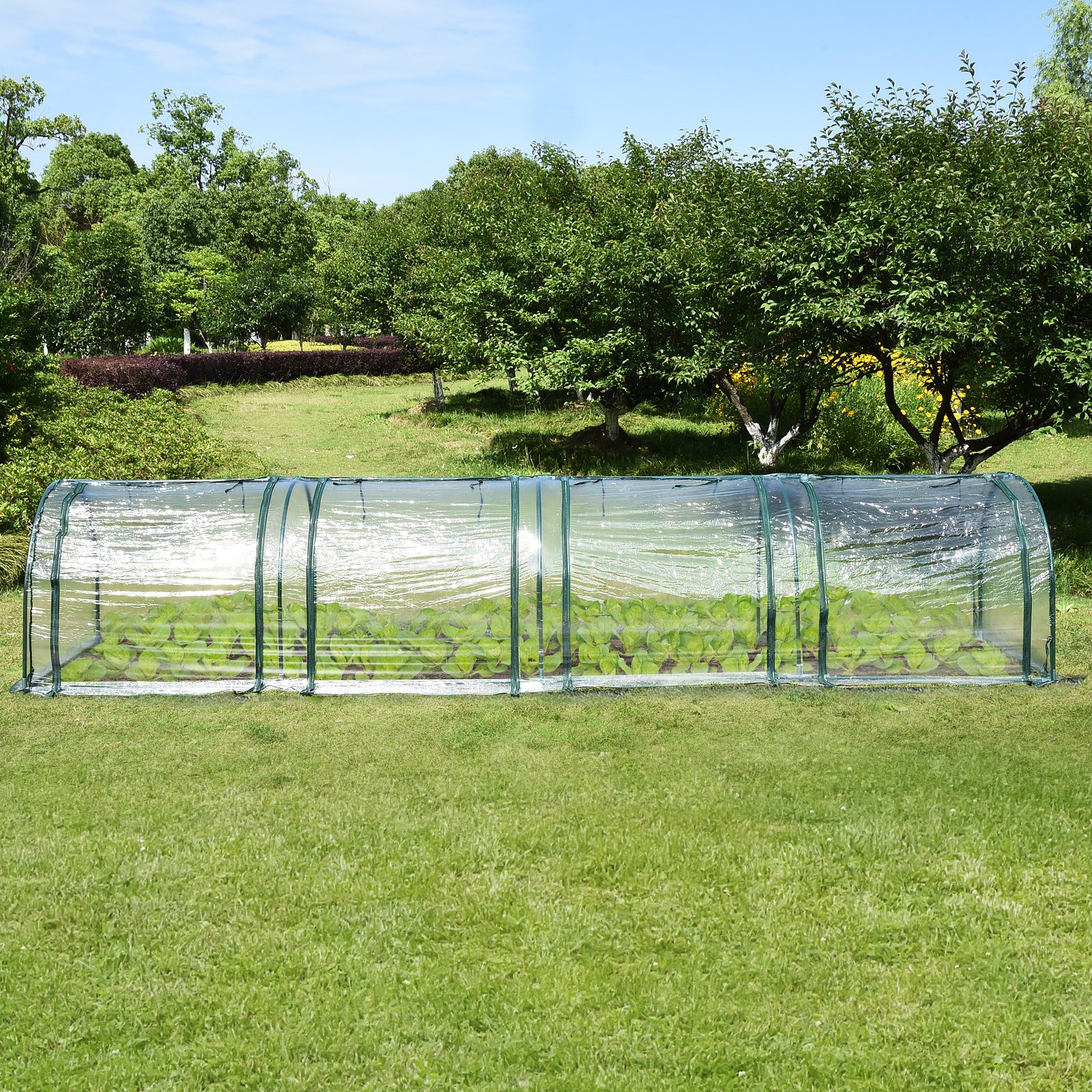 Outsunny Transparent PVC Tunnel Greenhouse Portable Warm Shed Steel ...