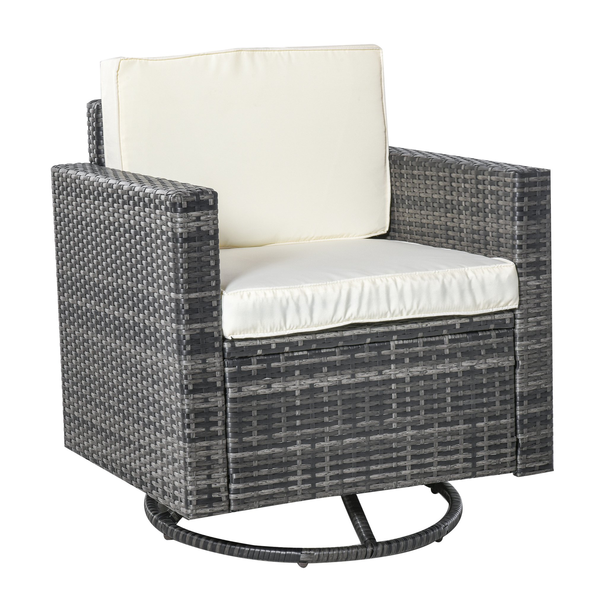Outsunny Outdoor Wicker Swivel Rocking Chair Patio Rattan 360-Degree ...