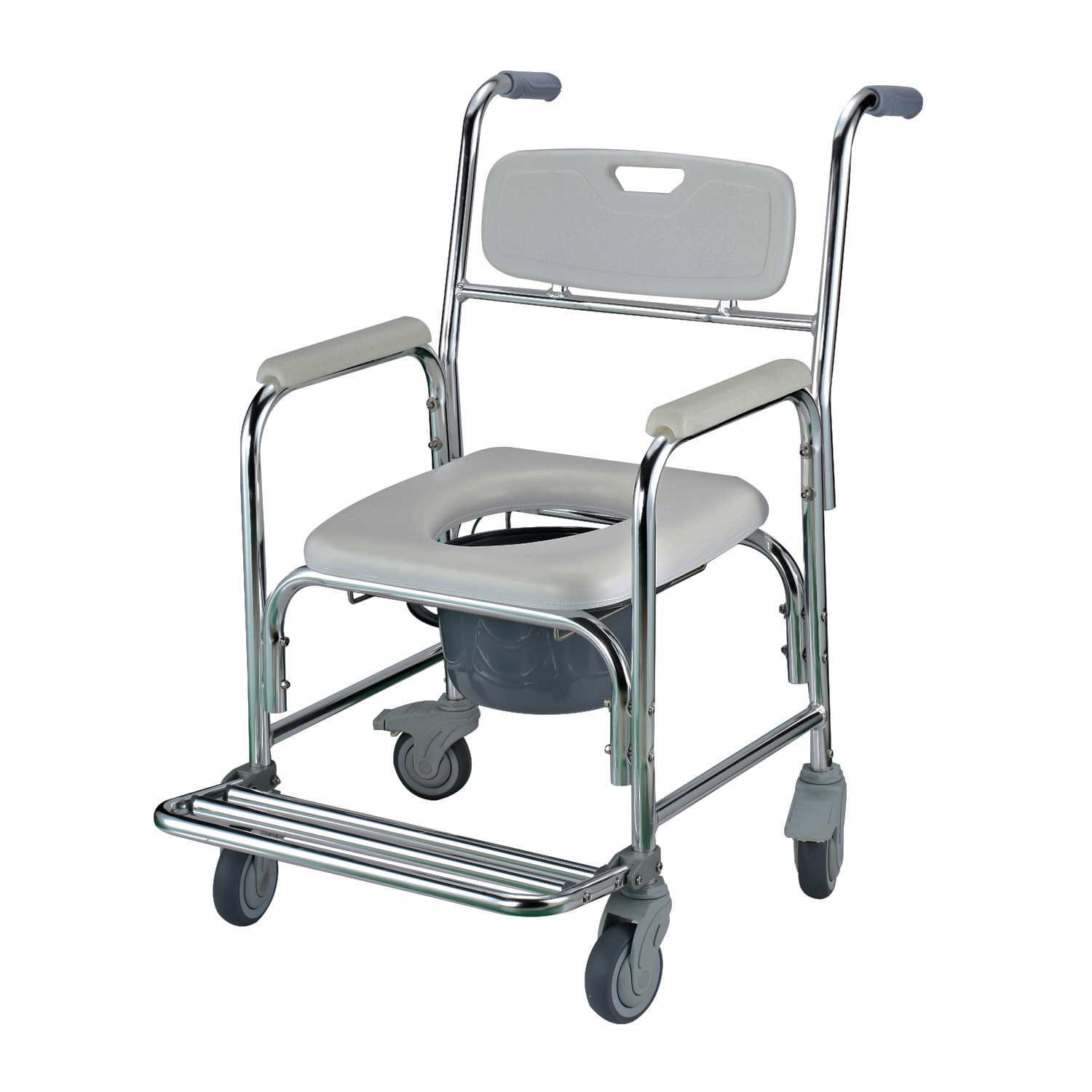 HomCom 36” Toilet Commode Transport Chair with Wheels - Gray|Aosom.ca