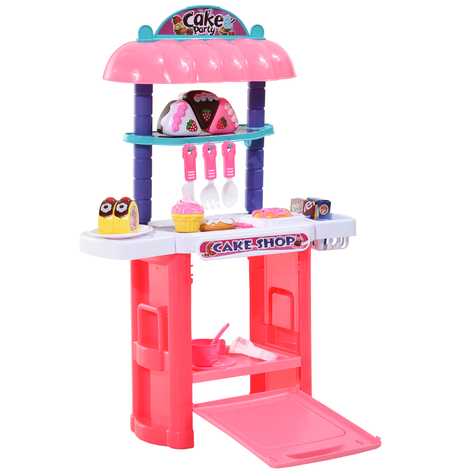 HOMCOM Childrens Kitchen Pretend Play Oven Playset with 20 Piece ...