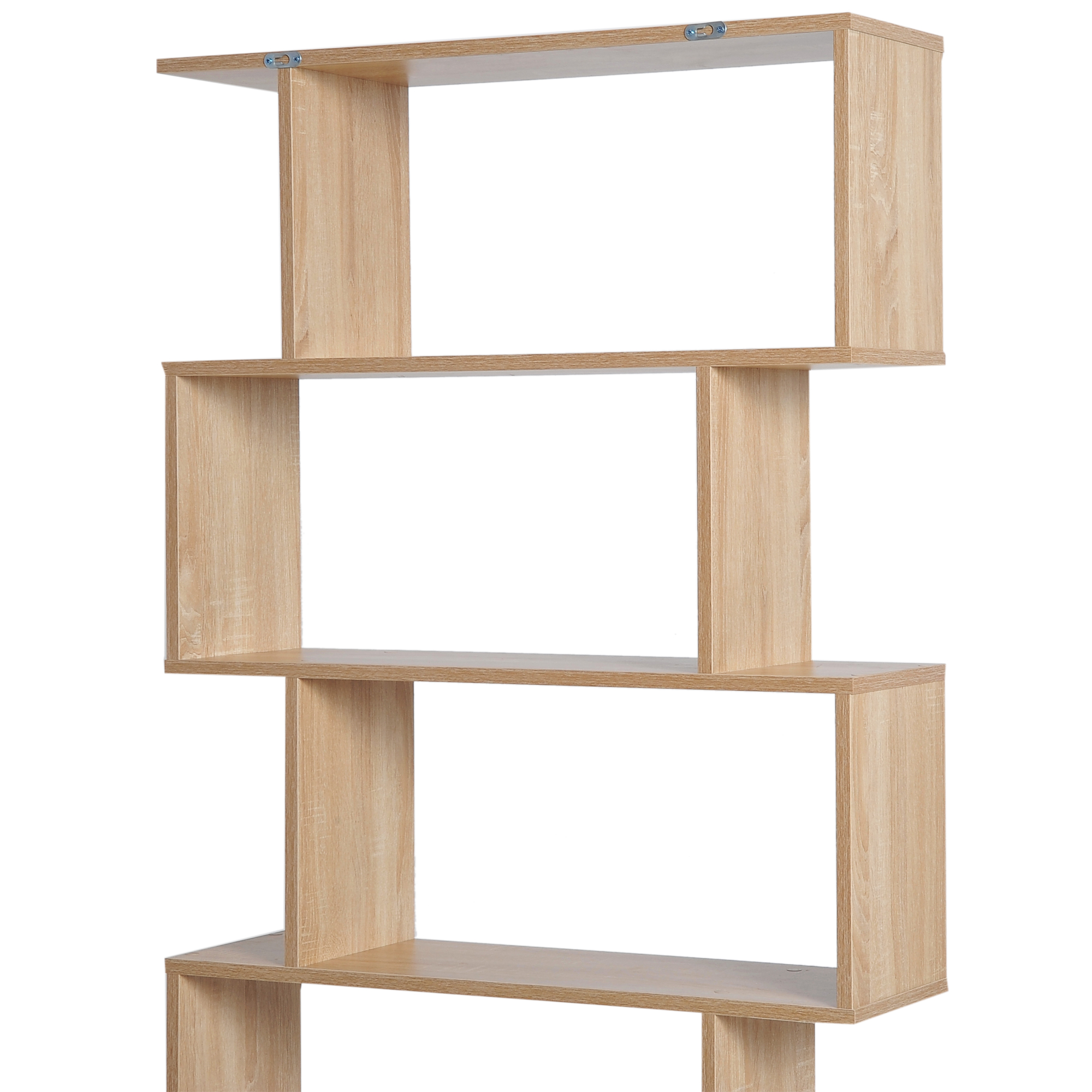 HomCom 75" H 6 Tier Wooden Modern S-Shaped Shelf Unit Storage Display ...