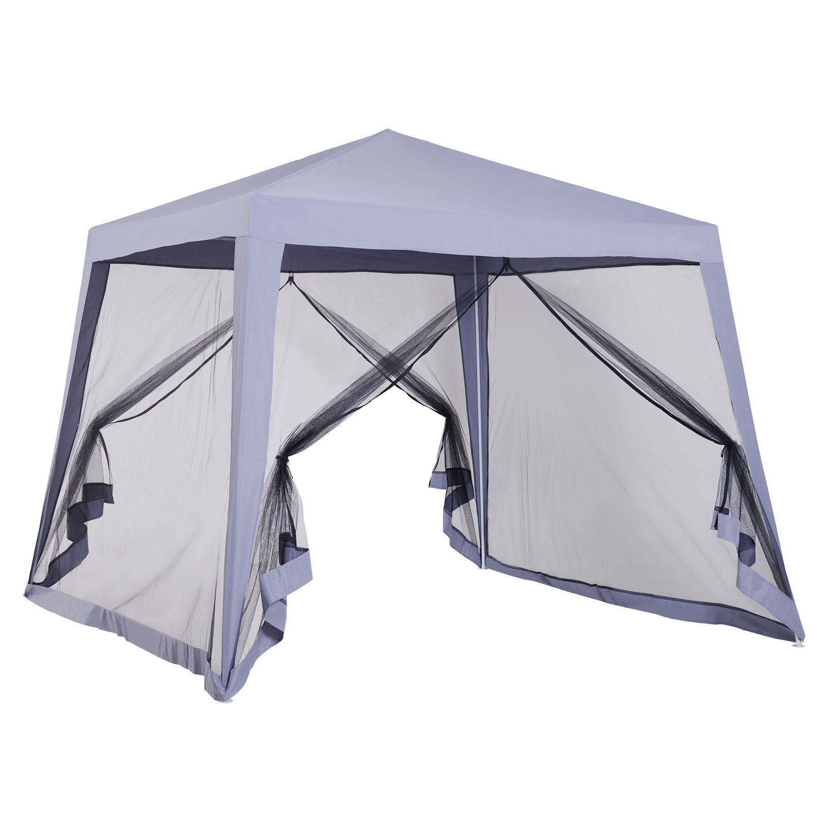 Outsunny 10’ x 10’ Folding Slant Leg Screened Sun Shelter Canopy Tent ...