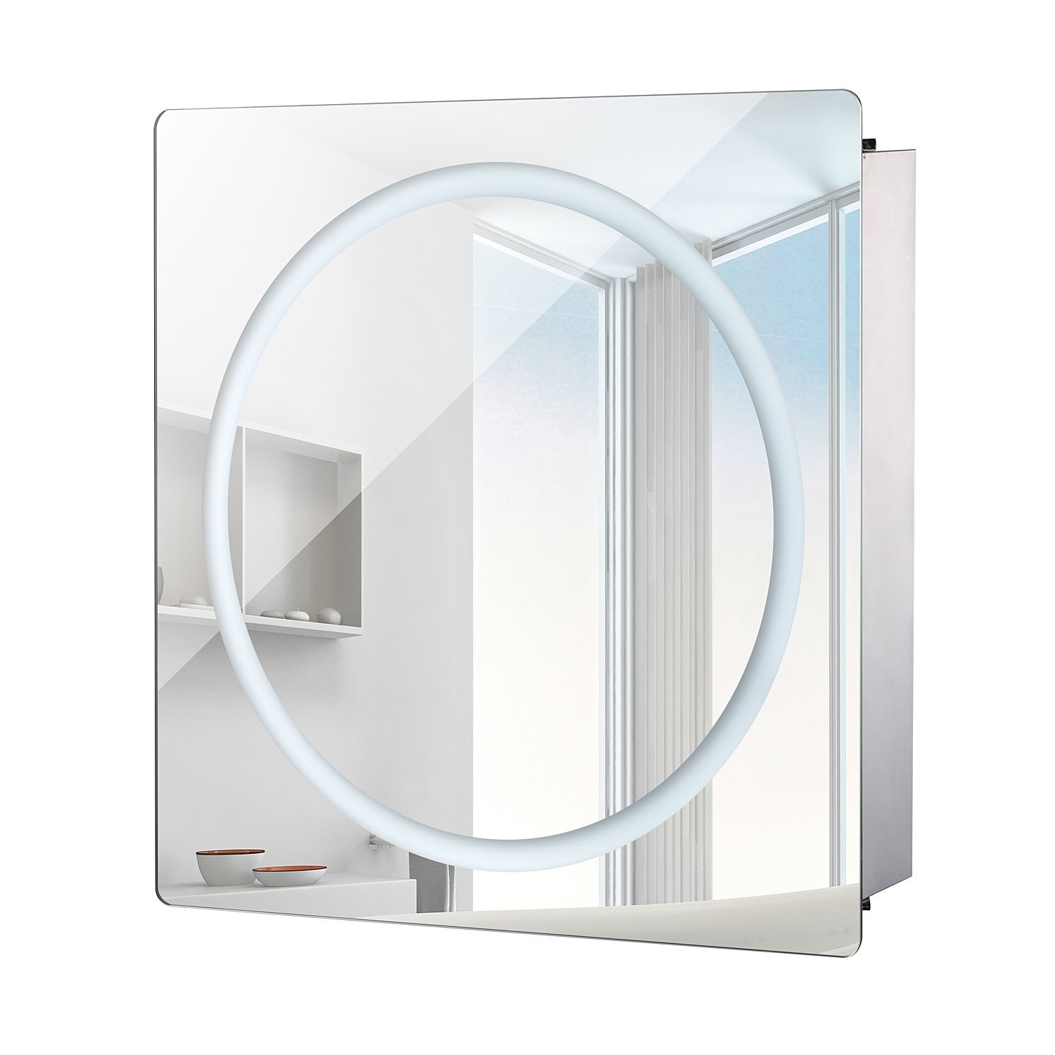 HomCom Vertical 28” LED Illuminated Bathroom Sliding Wall Mirror ...