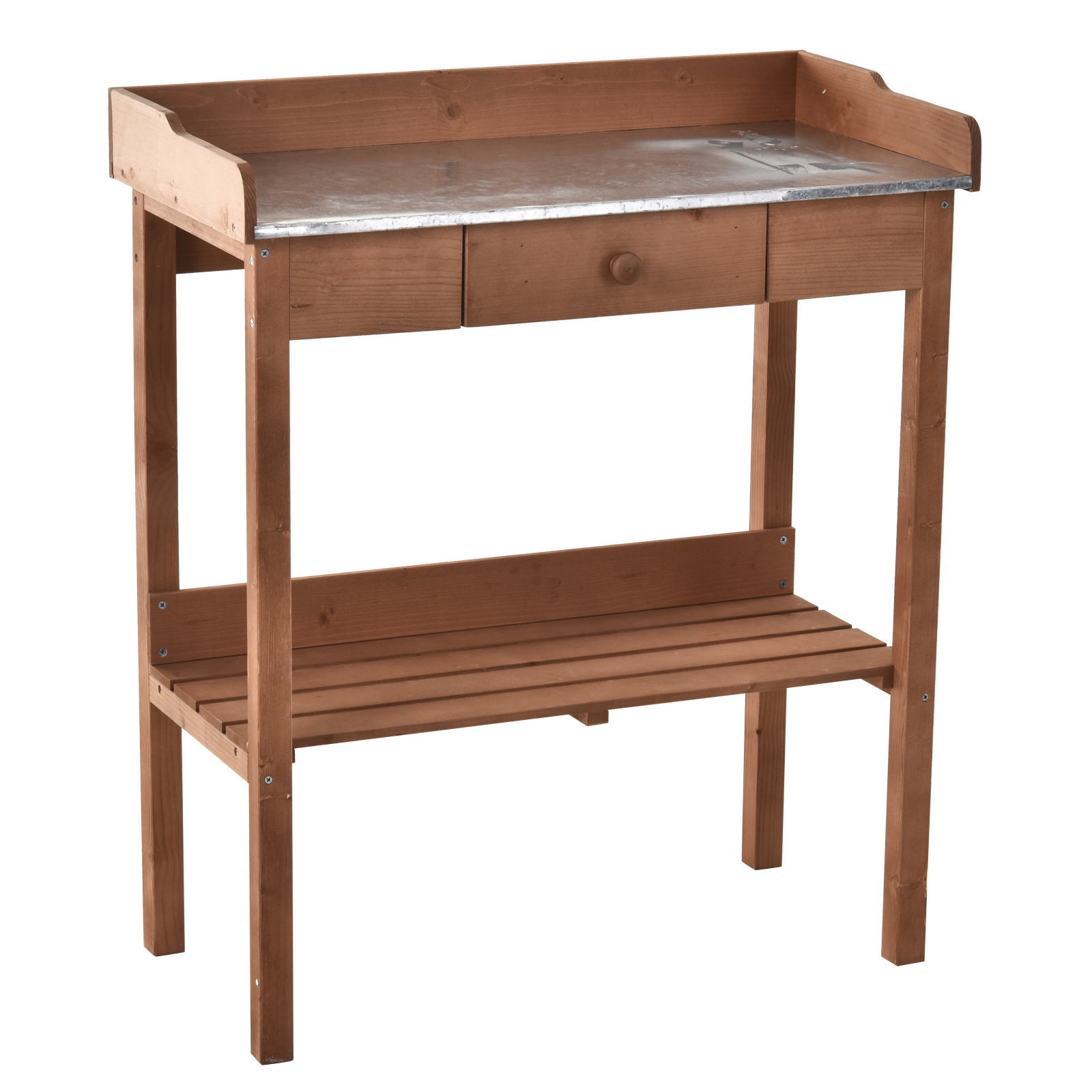 Outsunny Outdoor Solid Fir Wood Potting Bench Garden Planting Table w ...