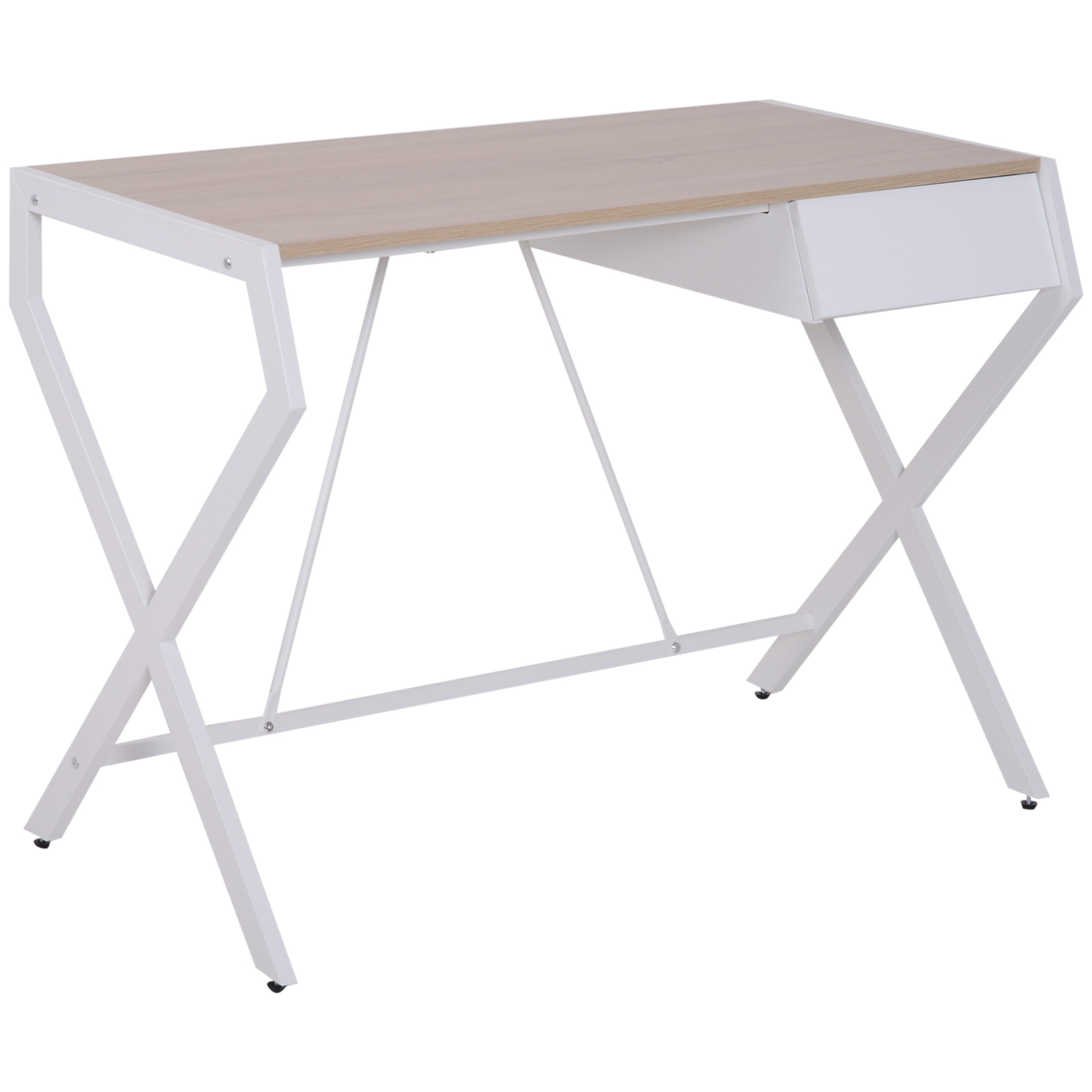 HOMCOM Wood Metal Modern Computer Desk for Small Space with Slide Out ...
