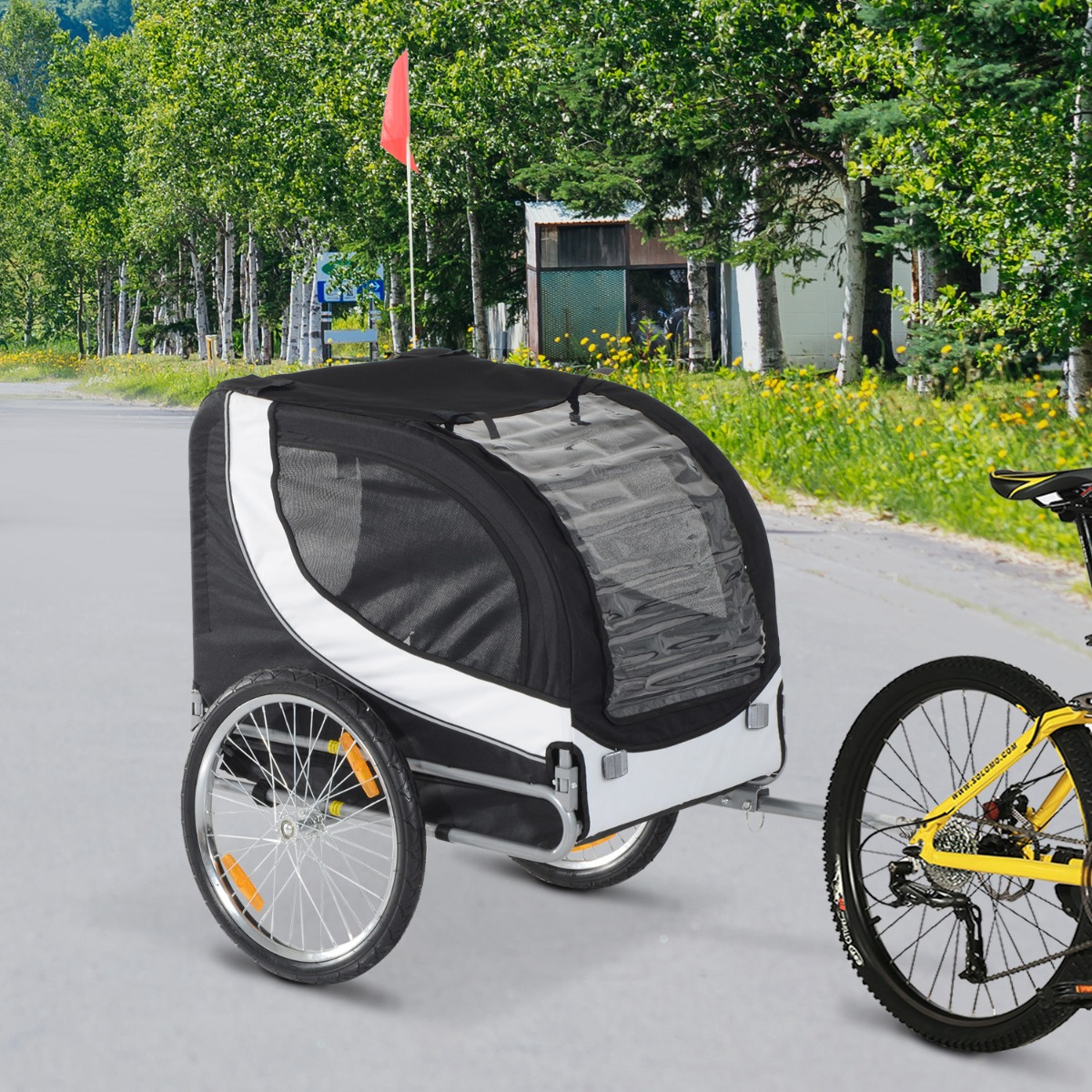 PawHut Pet Bike Bicycle Trailer Stroller High Quality Easy Walk Folding ...