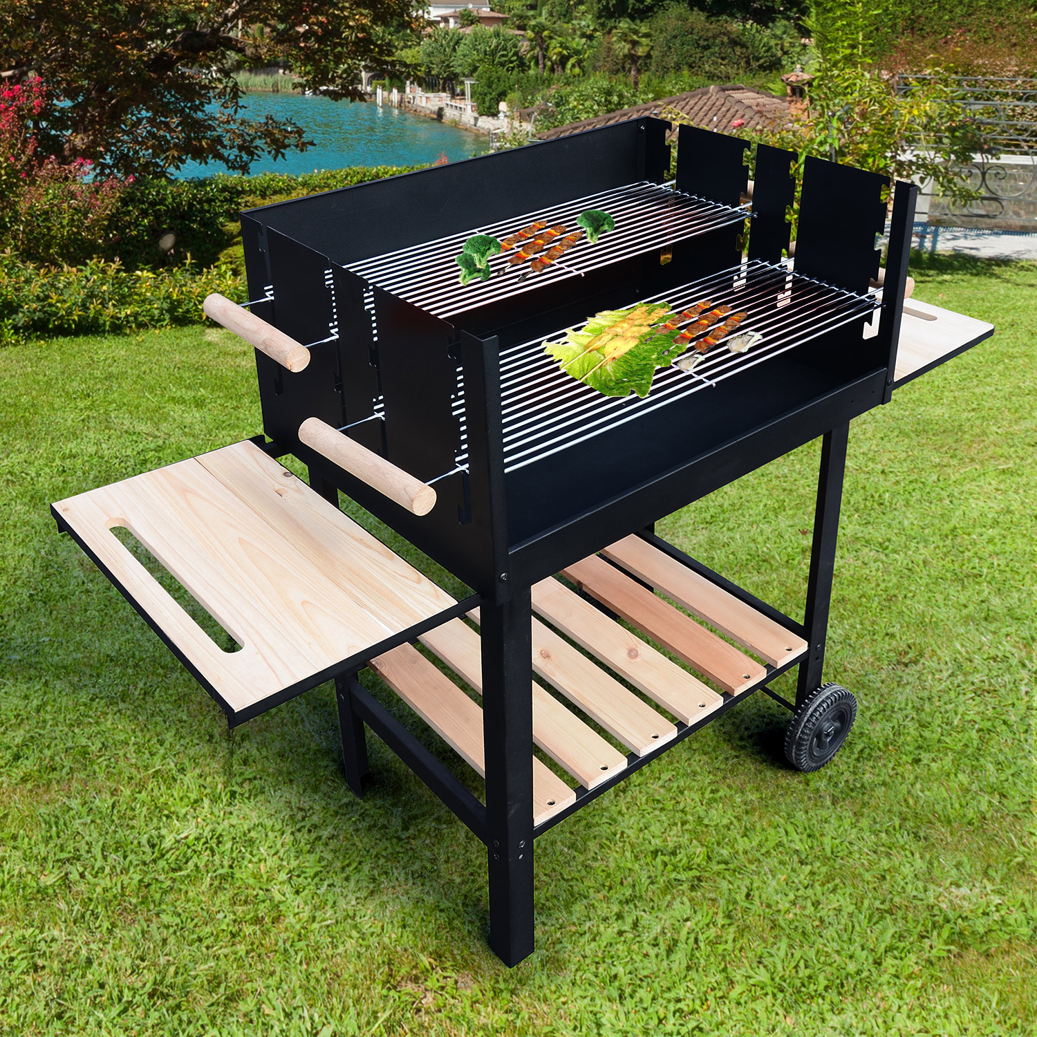 Outsunny Multi-function Patio Outdoor Free Standing Barbecue Grill ...