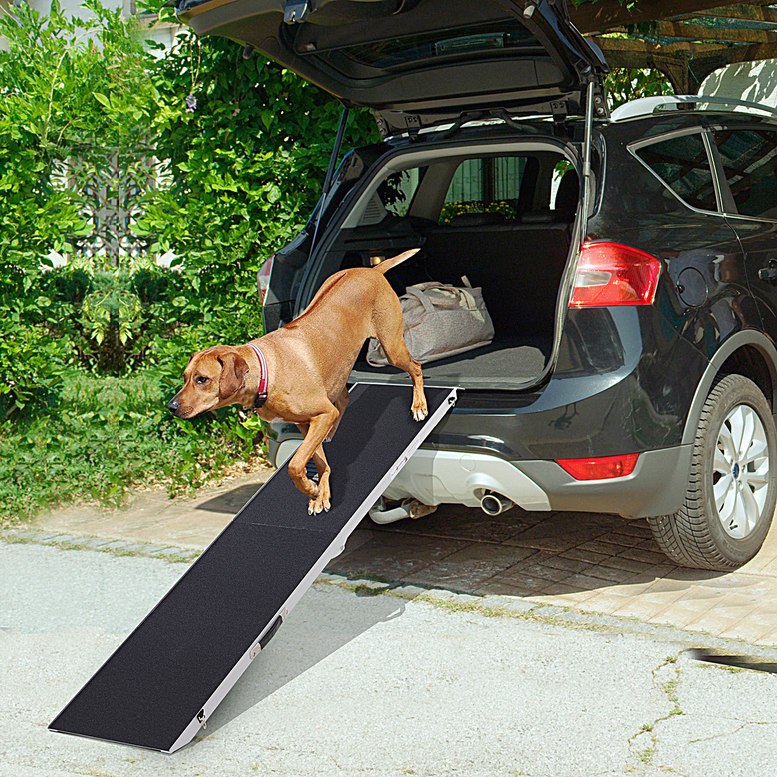 PawHut Bi-fold Pet Ramp Dog Ladder Portable Lightweight Max. 330 lbs ...