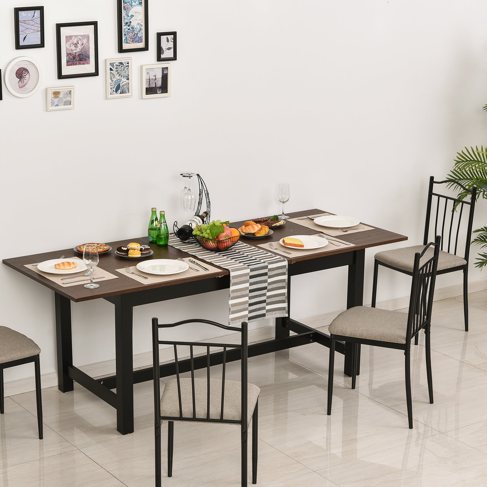 HOMCOM Expandable Dining Table Foldable Tabletop Home with Butterfly ...