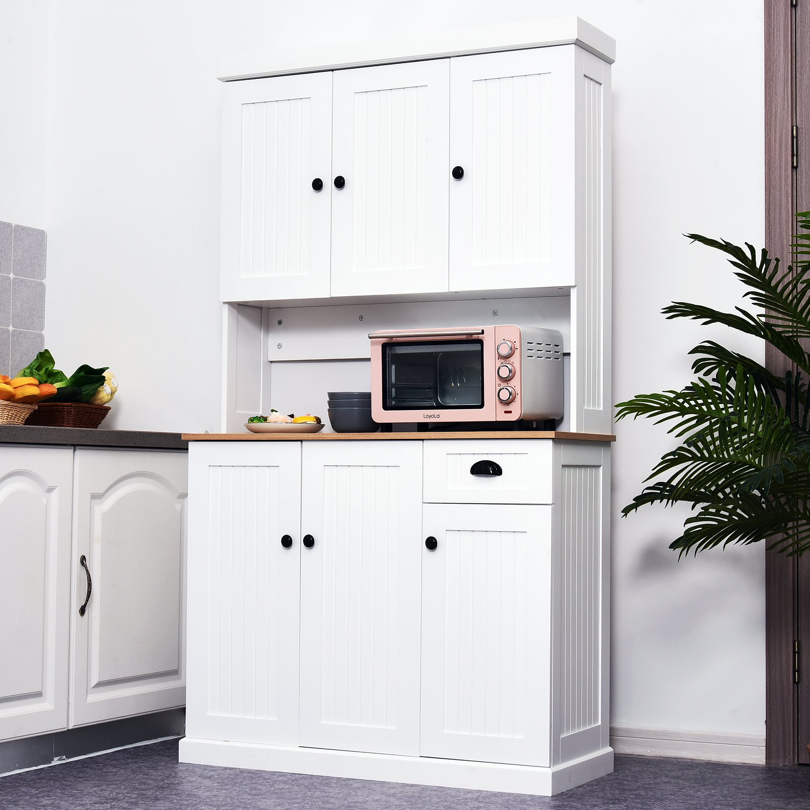 HOMCOM Microwave Oven Stand Pantry Freestanding Storage Unit | Aosom Canada