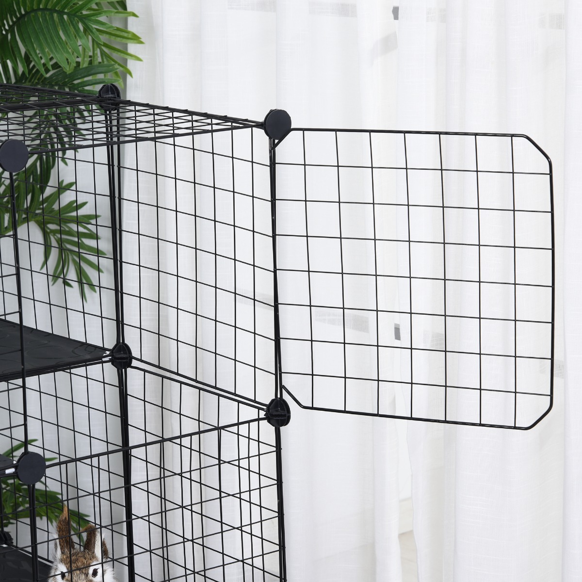 PawHut DIY Pet Playpen Wire Cage for Kitten Bunny & Chinchilla W/ Trays ...