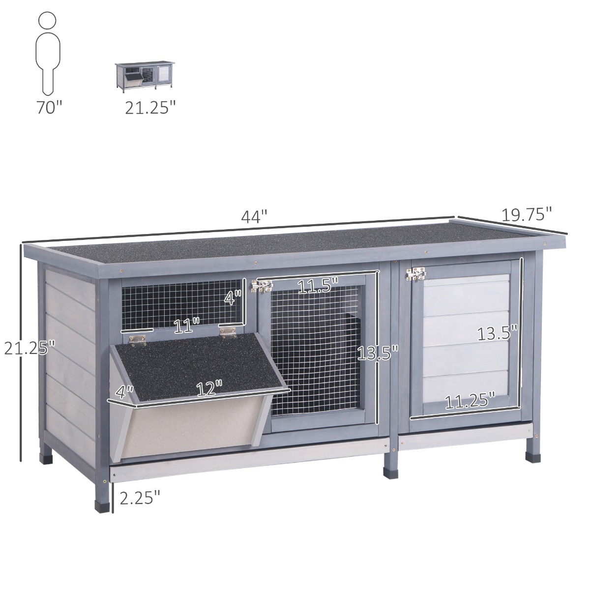PawHut Indoor Rabbit Enclosure, Rabbit Hutch Wooden Bunny Cage — Planner 5D