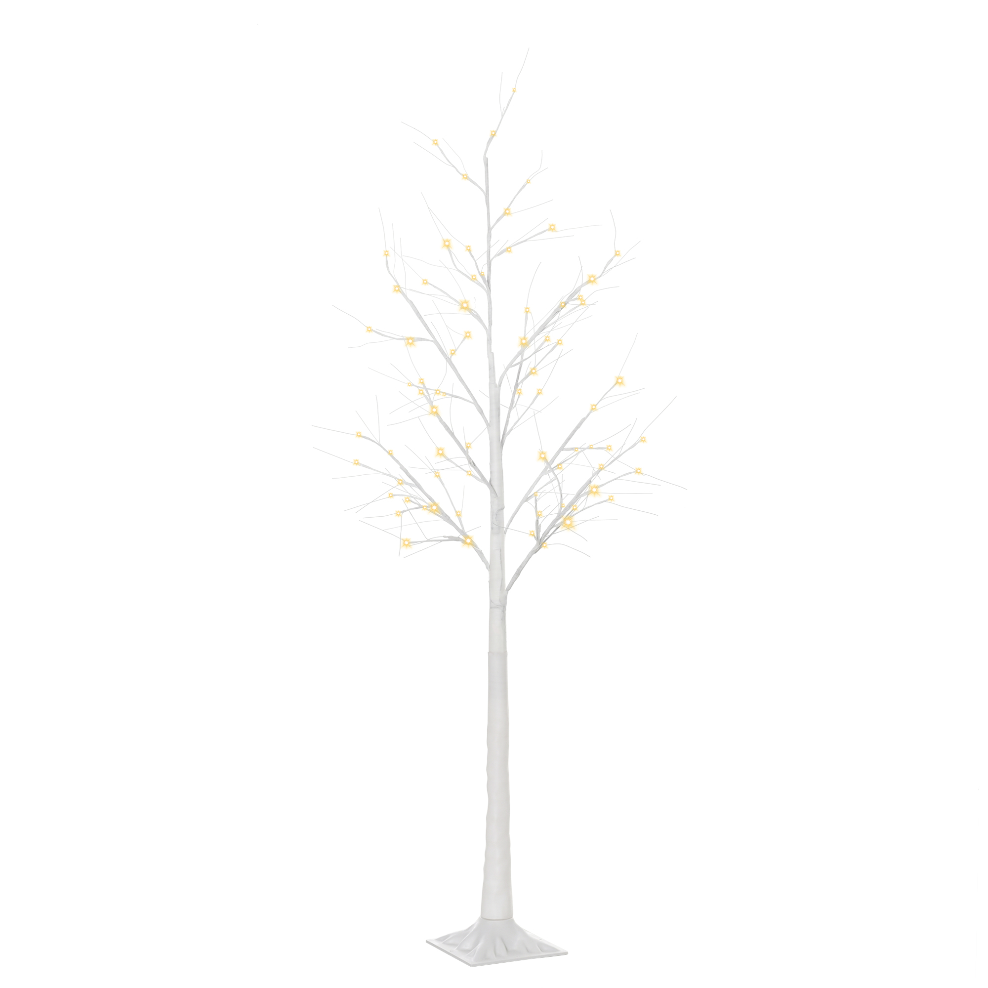 Outsunny 6ft Garden Birch Tree Light with 88 Warm LEDs and 8 Light ...