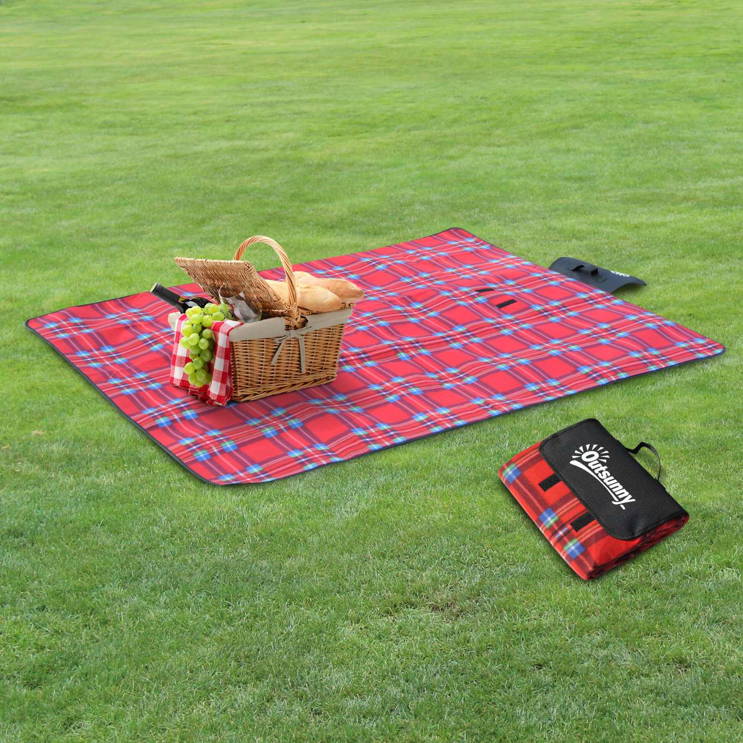 Outsunny Folding Picnic Blanket Camping Outdoor Beach Rug Travel Mat ...