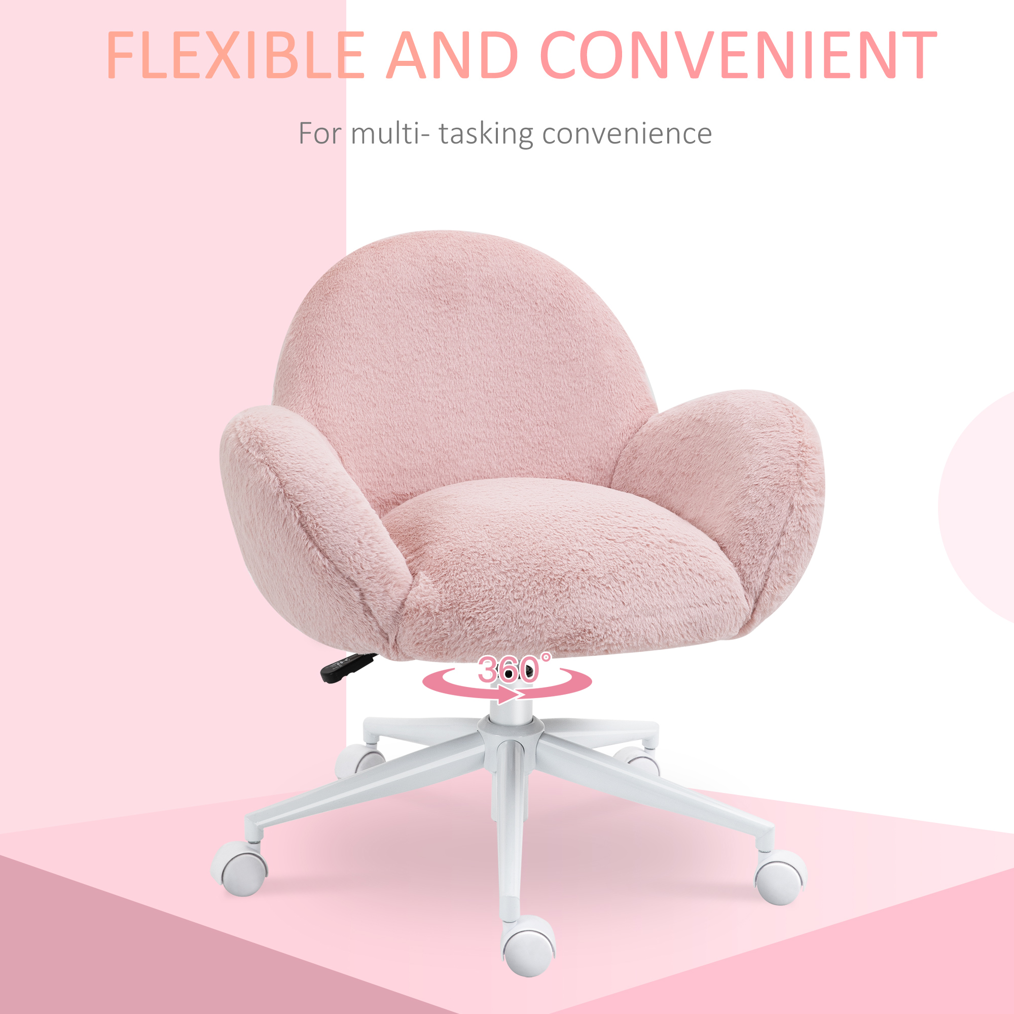 HOMCOM Faux Fur Leisure Office Chair with Mid-Back Wide Design ...
