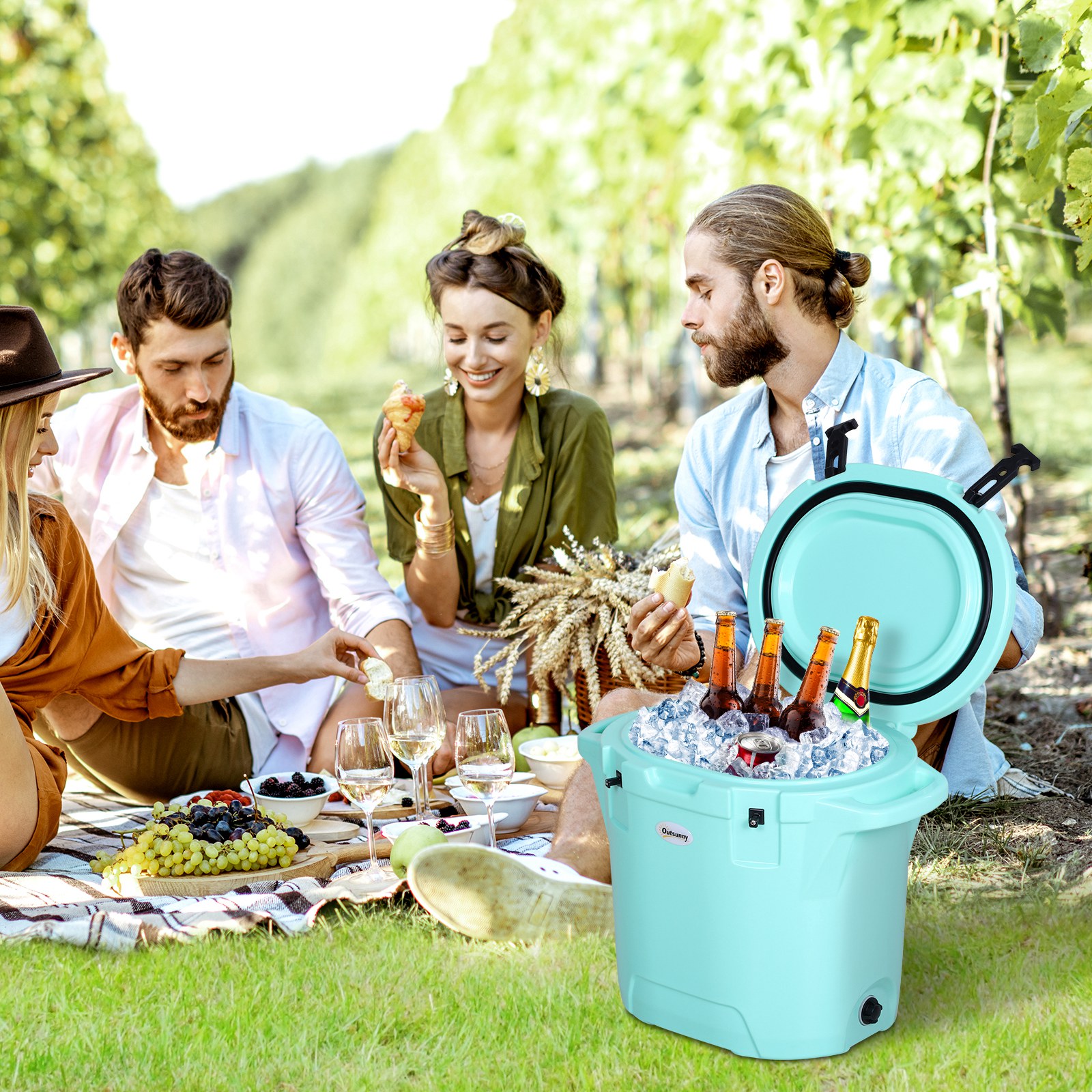 Outsunny 25L Camping Easily drain off Heavy Duty Ice Cooler Outdoor ...