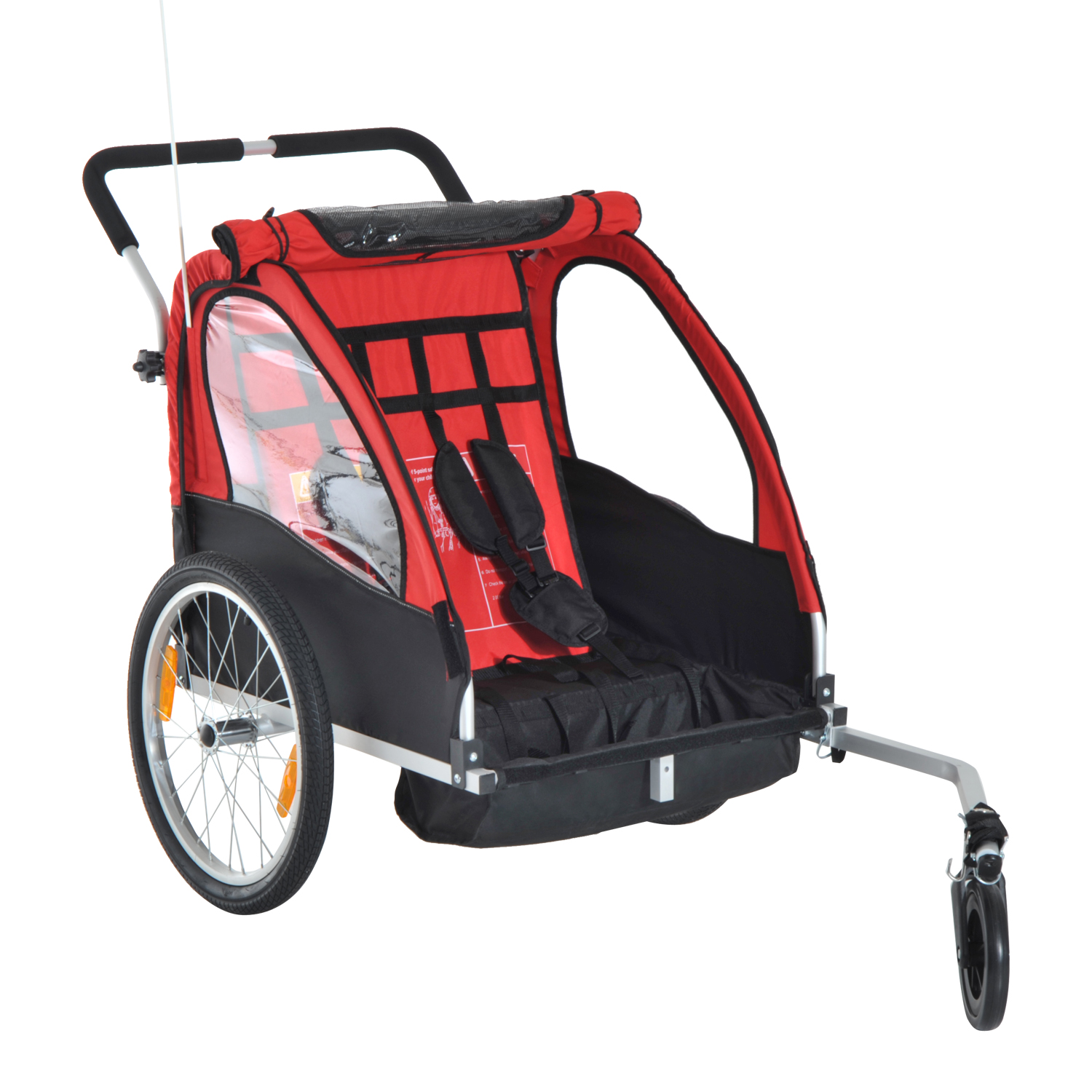 Aosom Double Seats Baby Kids Bicycle Trailer & Stroller with All ...