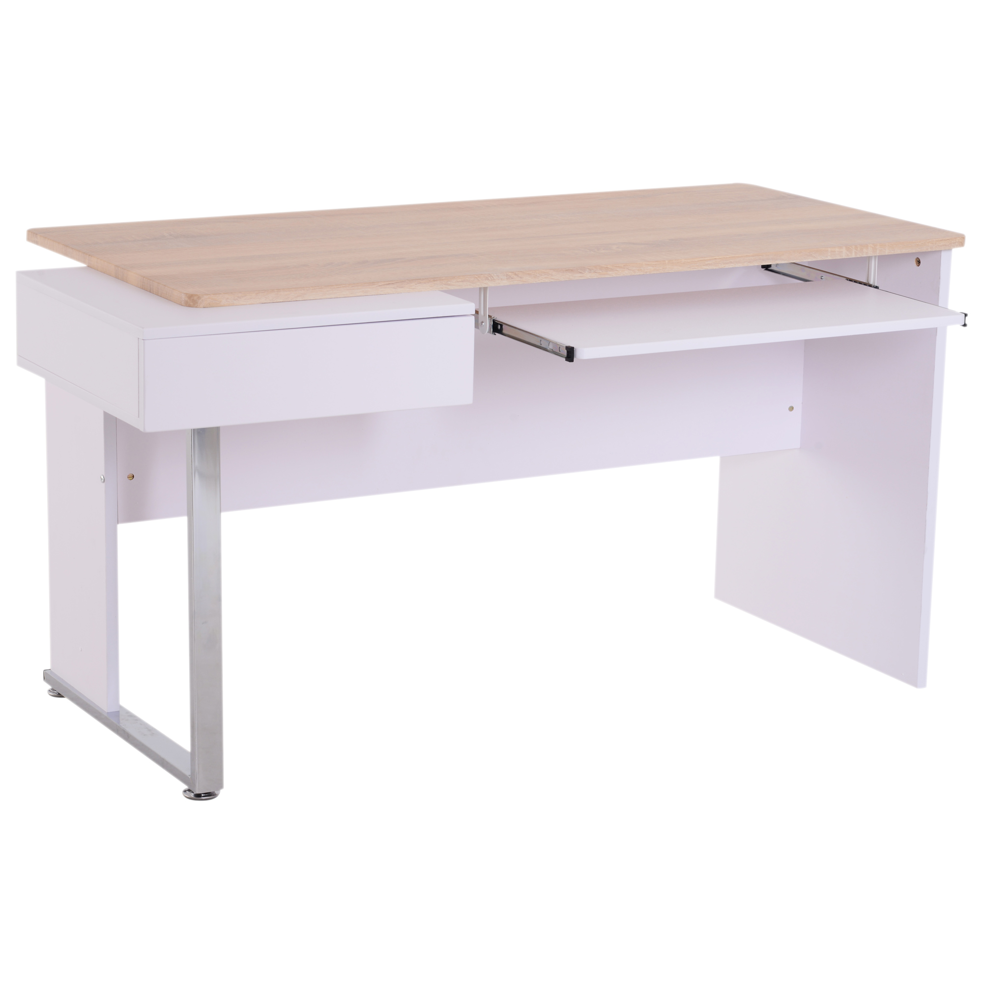 HOMCOM Computer Desk w/ Sliding Keyboard Tray and Drawer Home Office ...