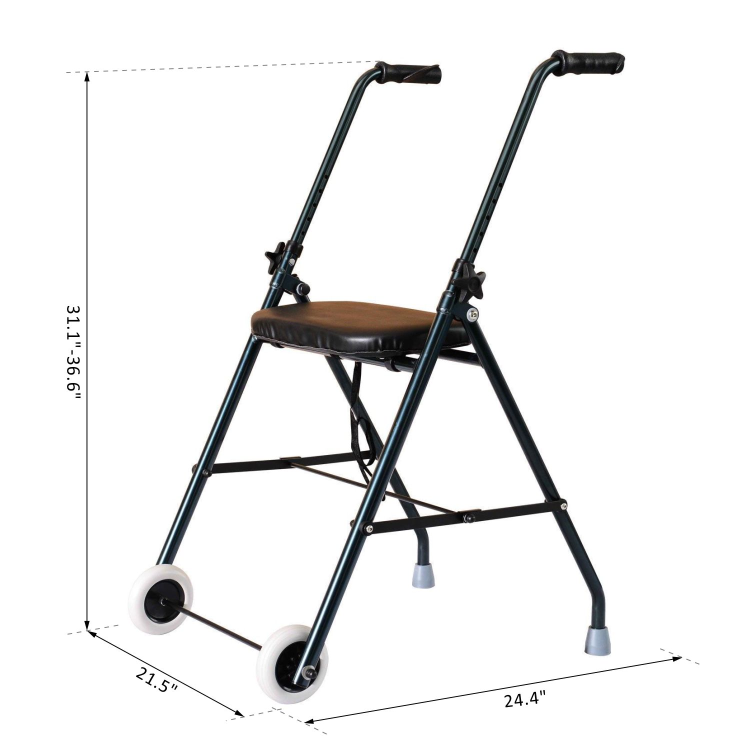 HOMCOM Folding Adjustable Walker Rollator Healthcare Wheeled Mobility ...