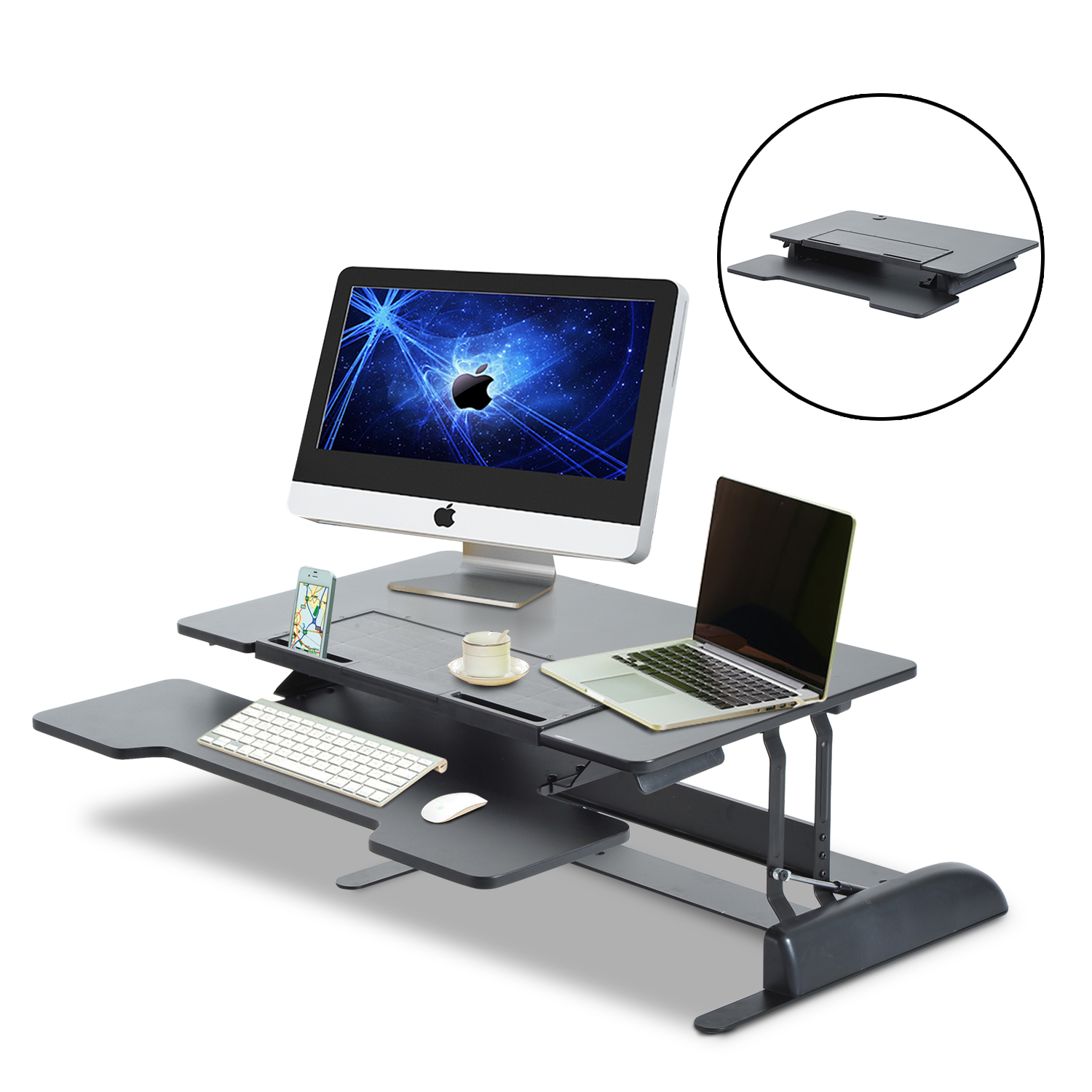 HomCom Adjustable Desktop Riser Preassembled Sit-Stand Elevating ...