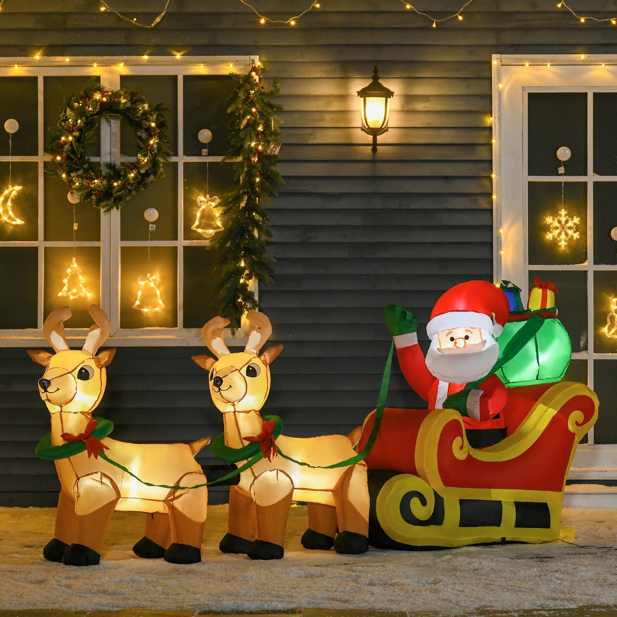 Christmas Decorations 8FT LED LIGHTED INFLATABLES CHRISTMAS TRAIN WITH ...