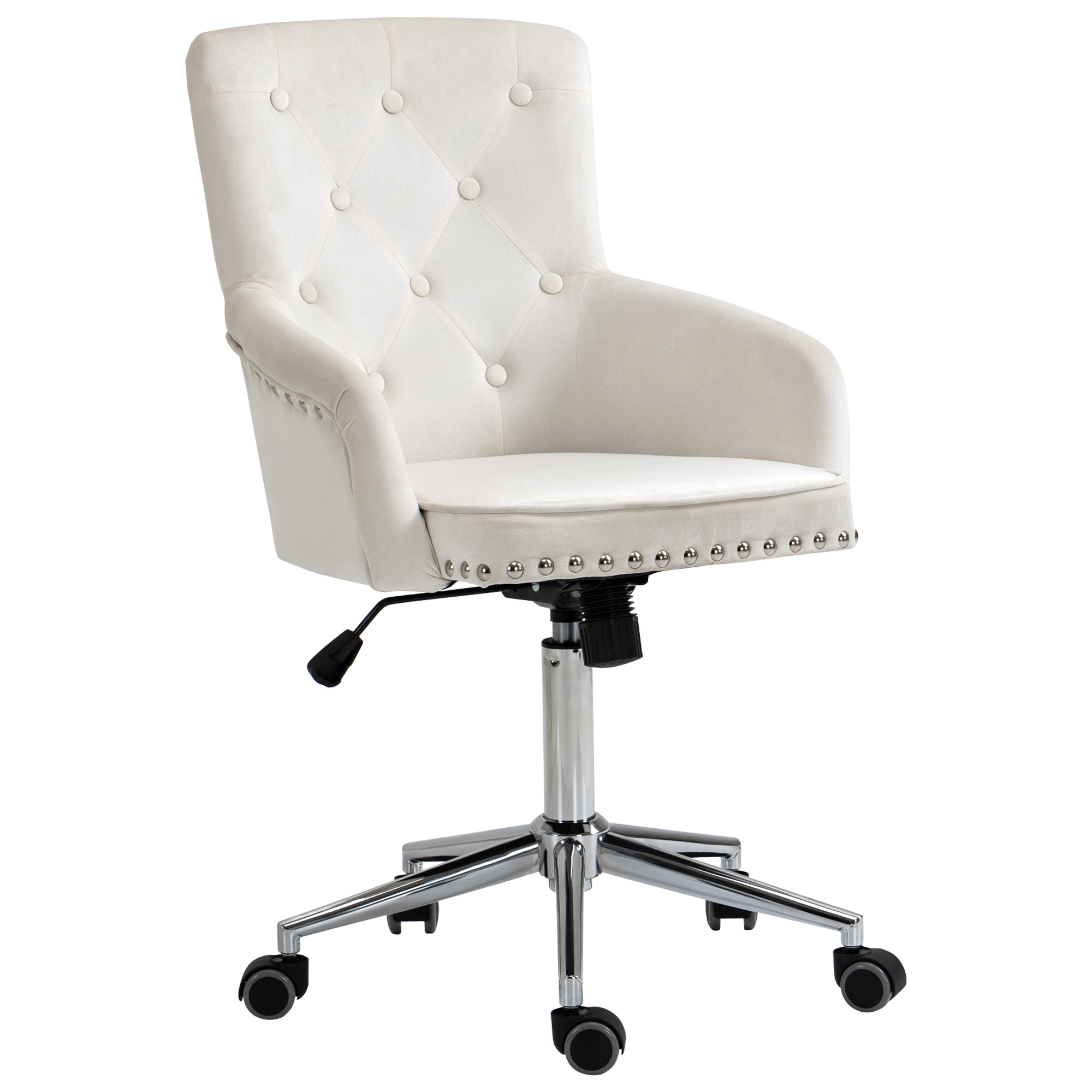 HOMCOM Mid-Back Desk Chair with Nailhead Trim, Button Tufted Back ...