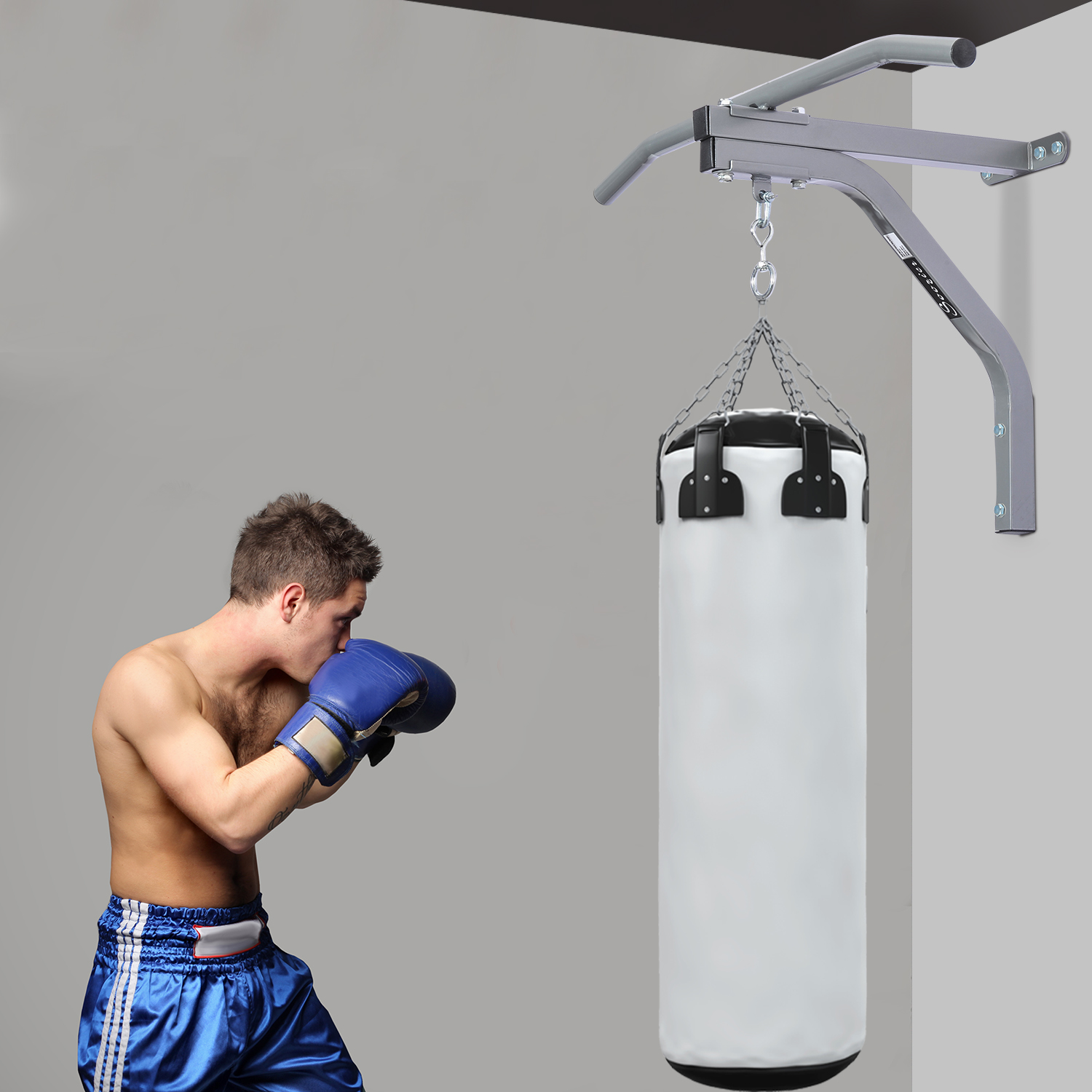 HOMCOM Wall Mount Heavy Bag Hanger Punching Bracket Pull Up Bar ...
