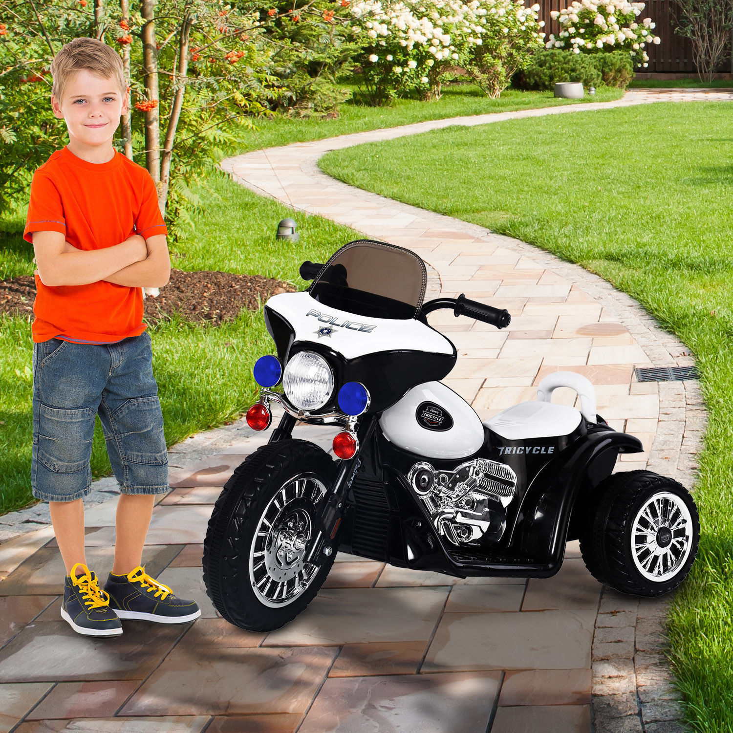 Qaba 6V Kids Ride On Police Motorcycle Baby Electric Car Battery ...