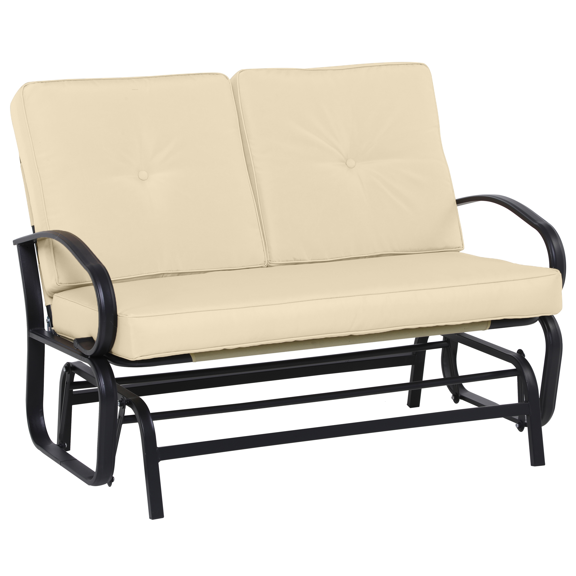 Outsunny Outdoor 2-Person Gliding Chair Patio Glider with Cushions and ...