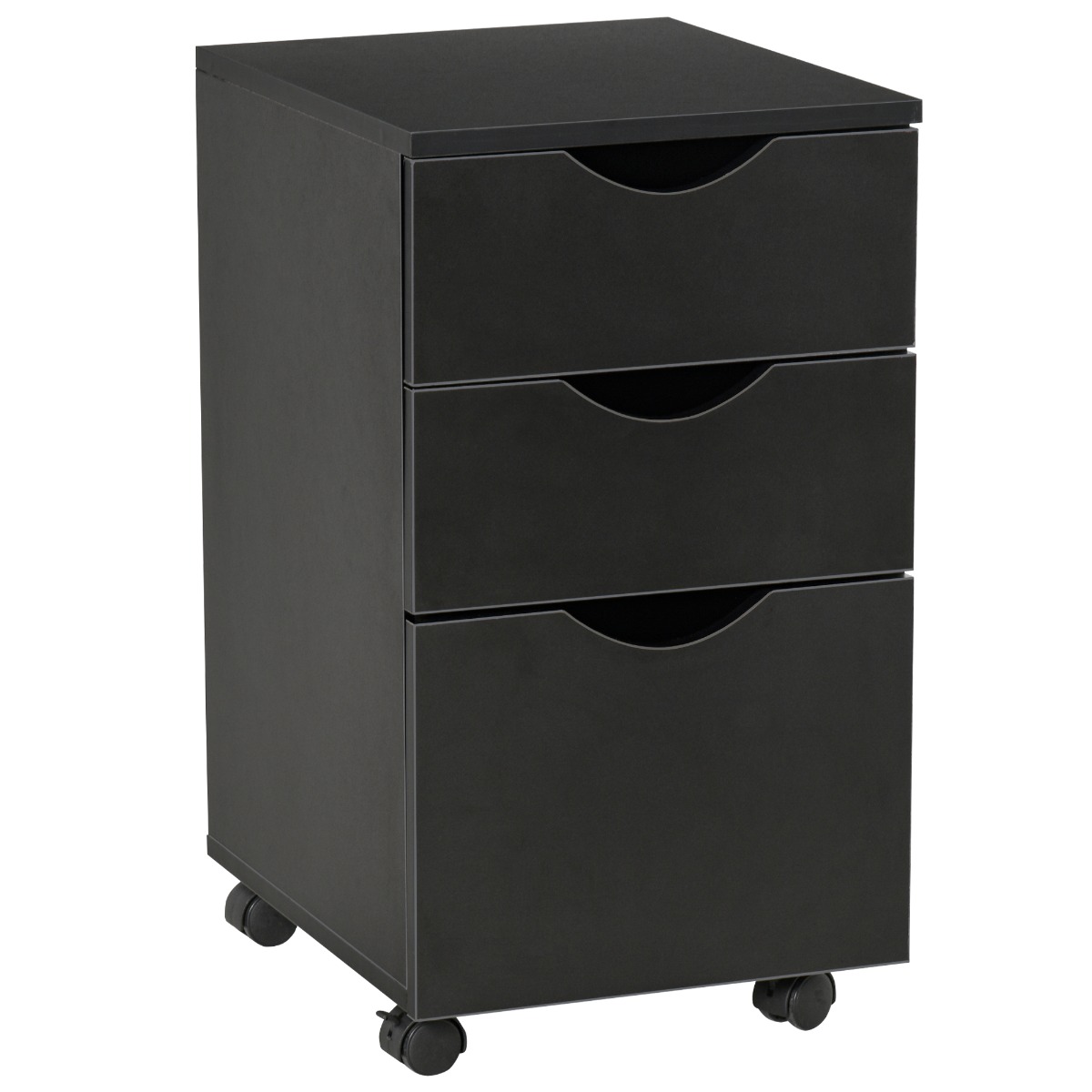 HOMCOM 3 Drawer Storage Cabinet with Castors for Home Office, Black ...
