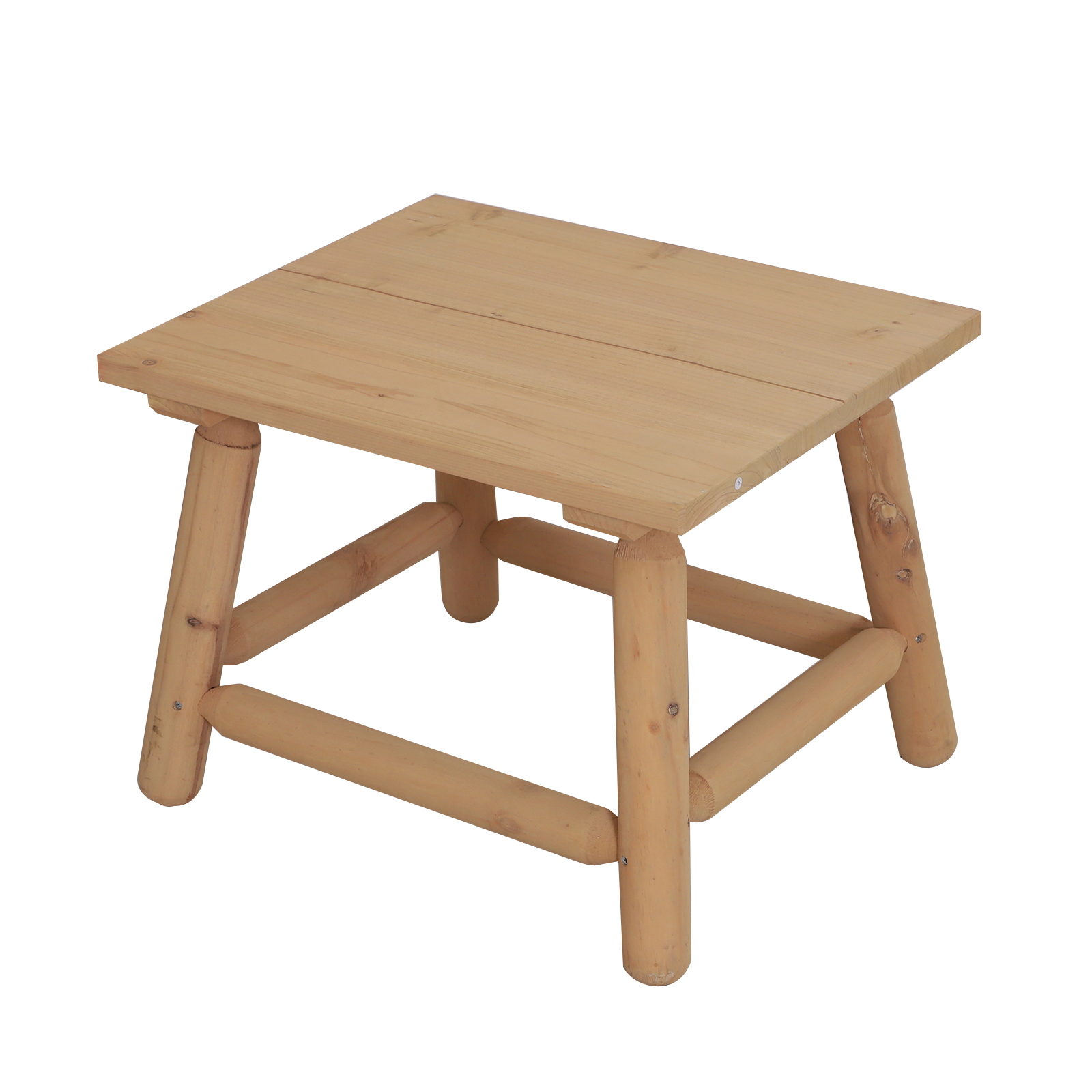 Outsunny Rectangle Rustic Log Coffee Table Natural Wood End Side Table ...