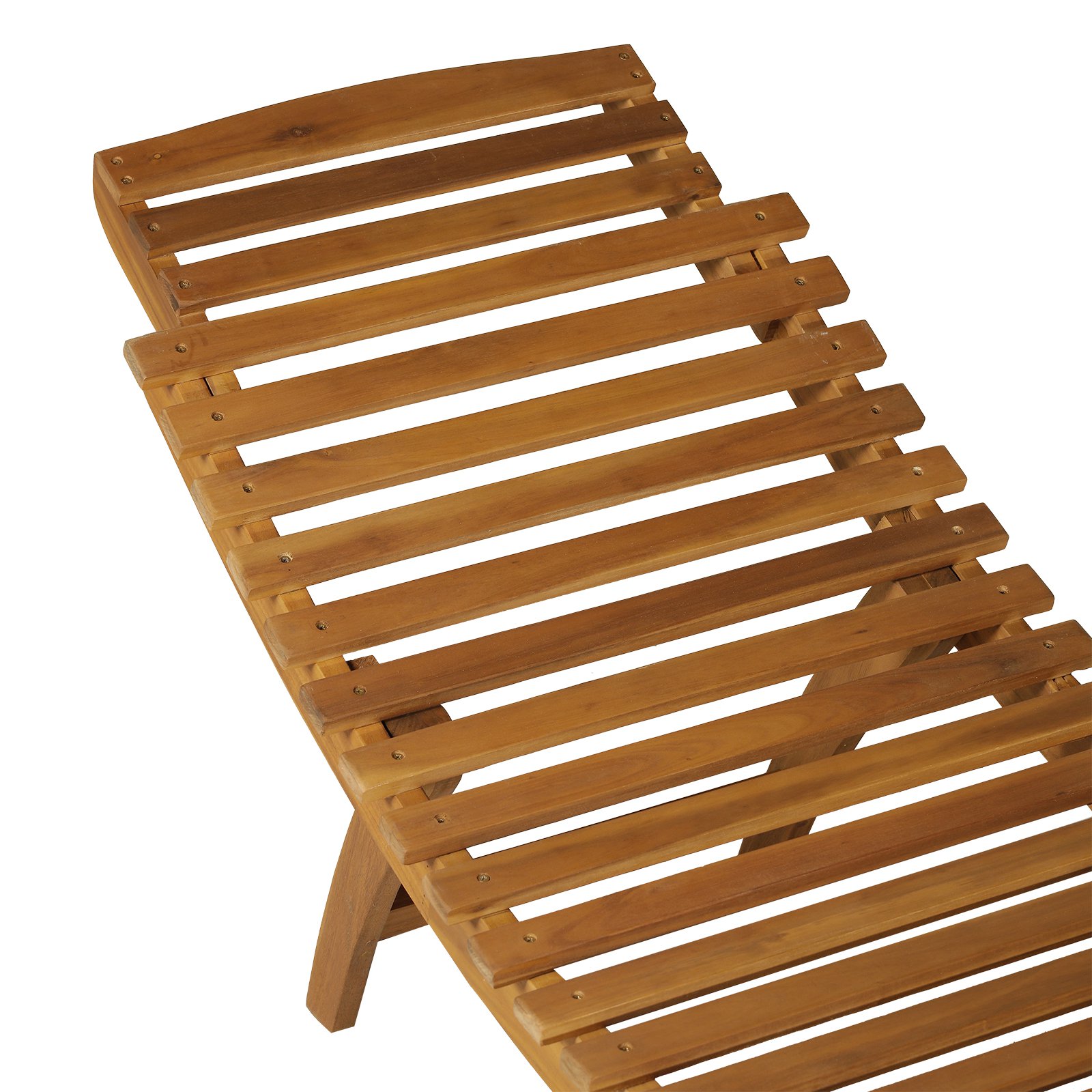 Outsunny Acacia Wood Folding Outdoor Chaise Lounge Chair with Cushion ...