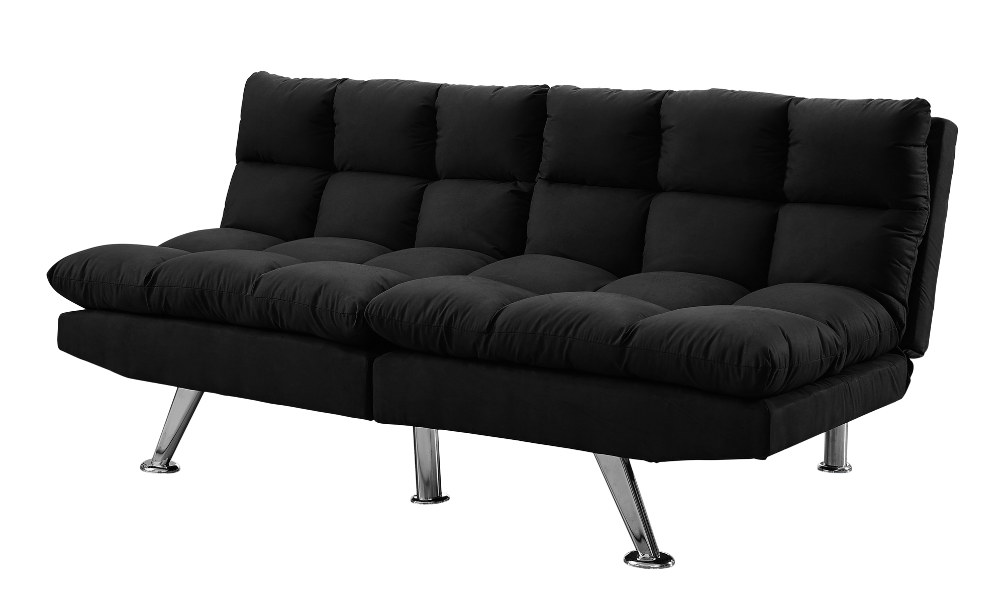 Monarch Split Back Micro-Suede Convertible Sleeper Sofa - Black | Aosom