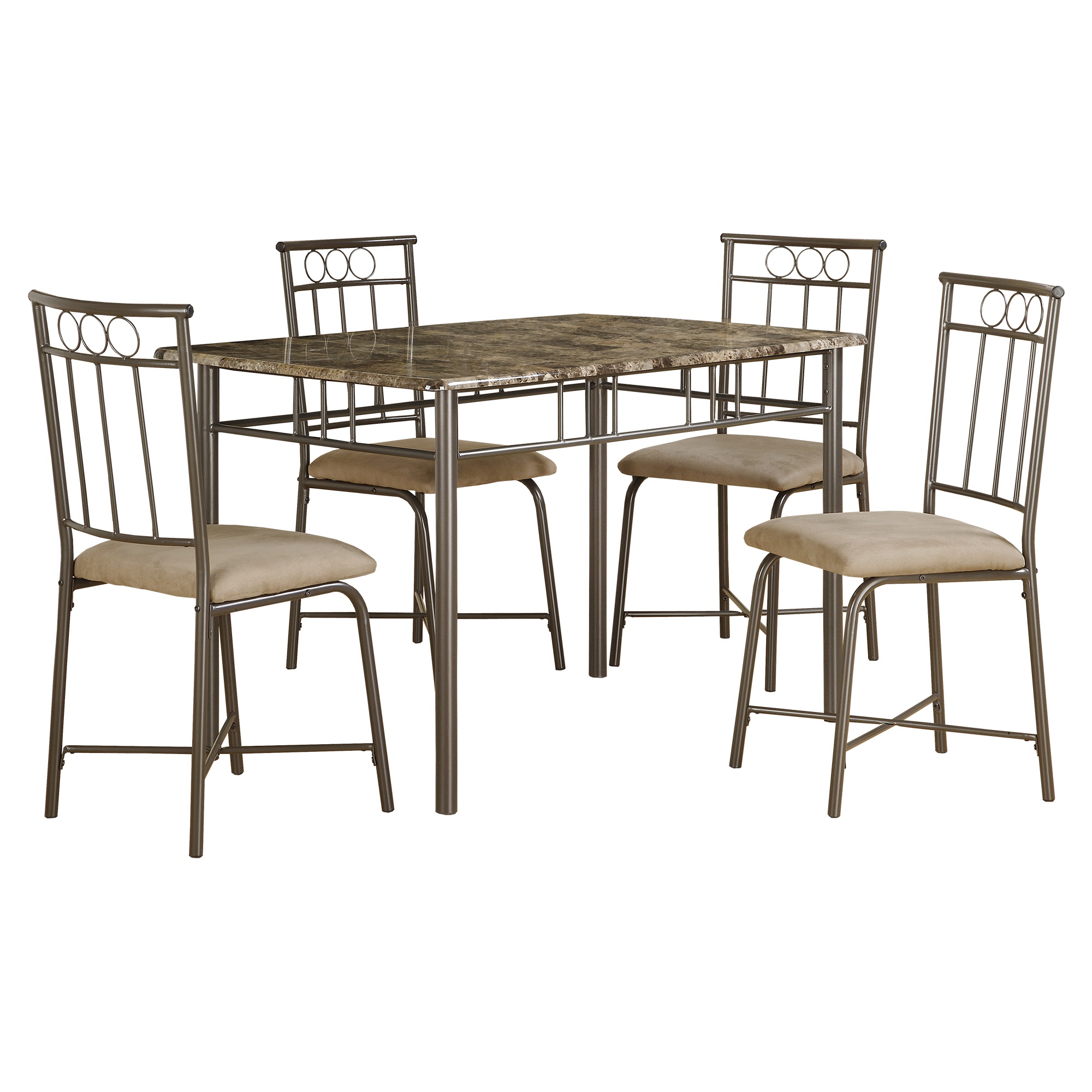 Monarch 5 Piece 47" Rectangular Marble-Look Metal Framed Table and ...