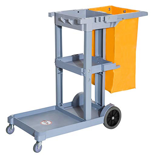 HomCom 3 Shelf Housekeeping Commercial Cleaning Rolling Janitor Cart ...