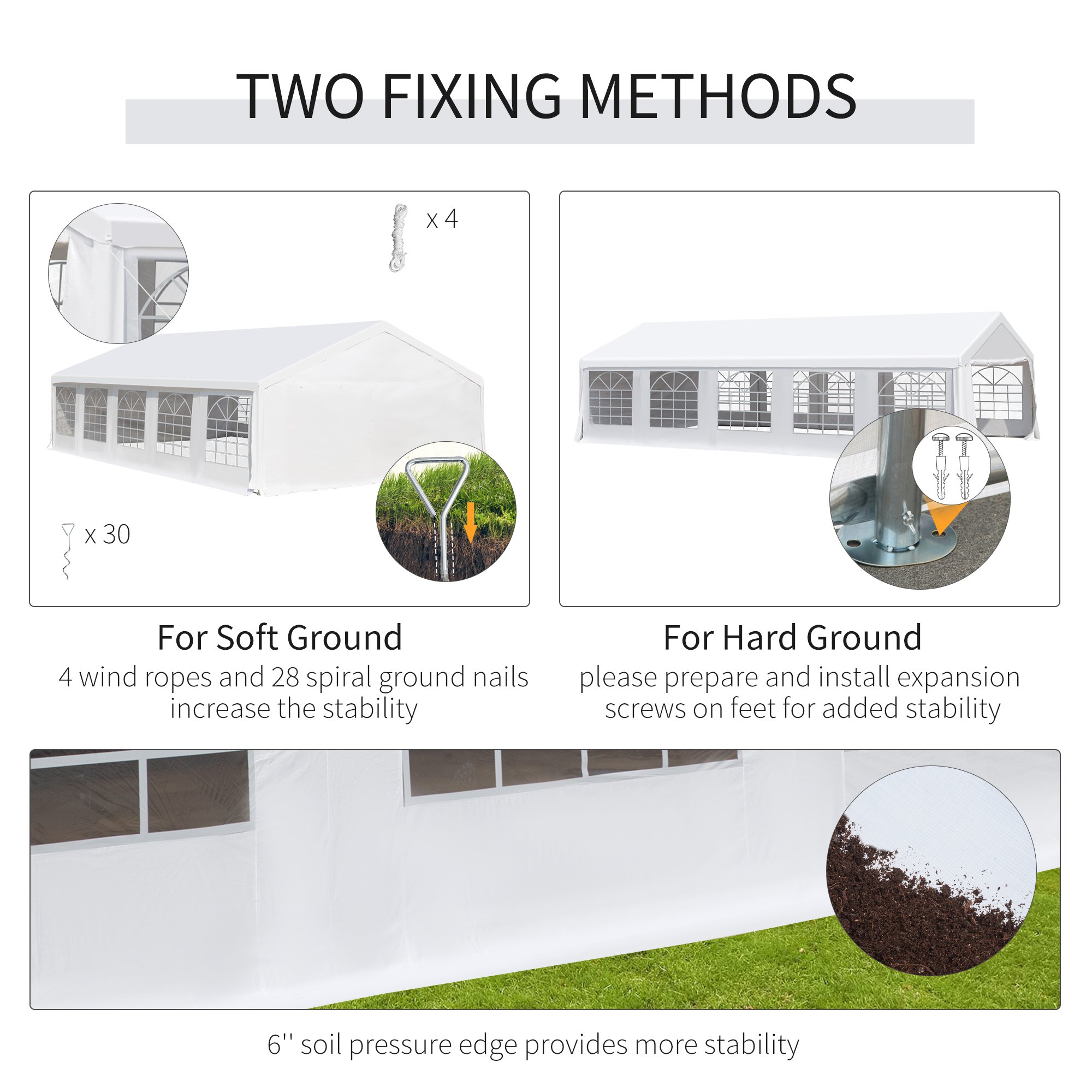 Outsunny 20 x 32 Heavy Duty Wedding Canopy, White | Aosom.com