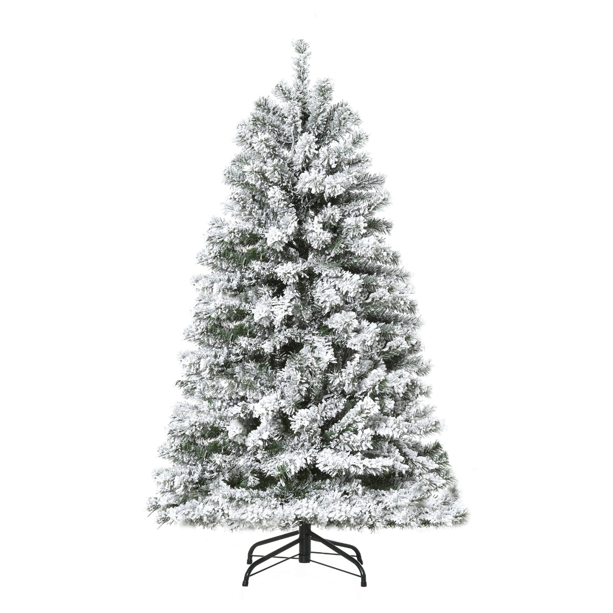 HOMCOM 4.5ft Tall Snow Flocked Artificial Tree with 400 Branches 200 ...