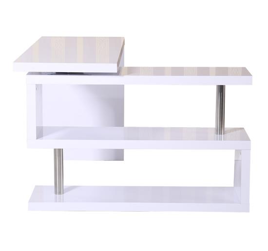 HomCom Rotating Office Desk and Shelf Combo – White
