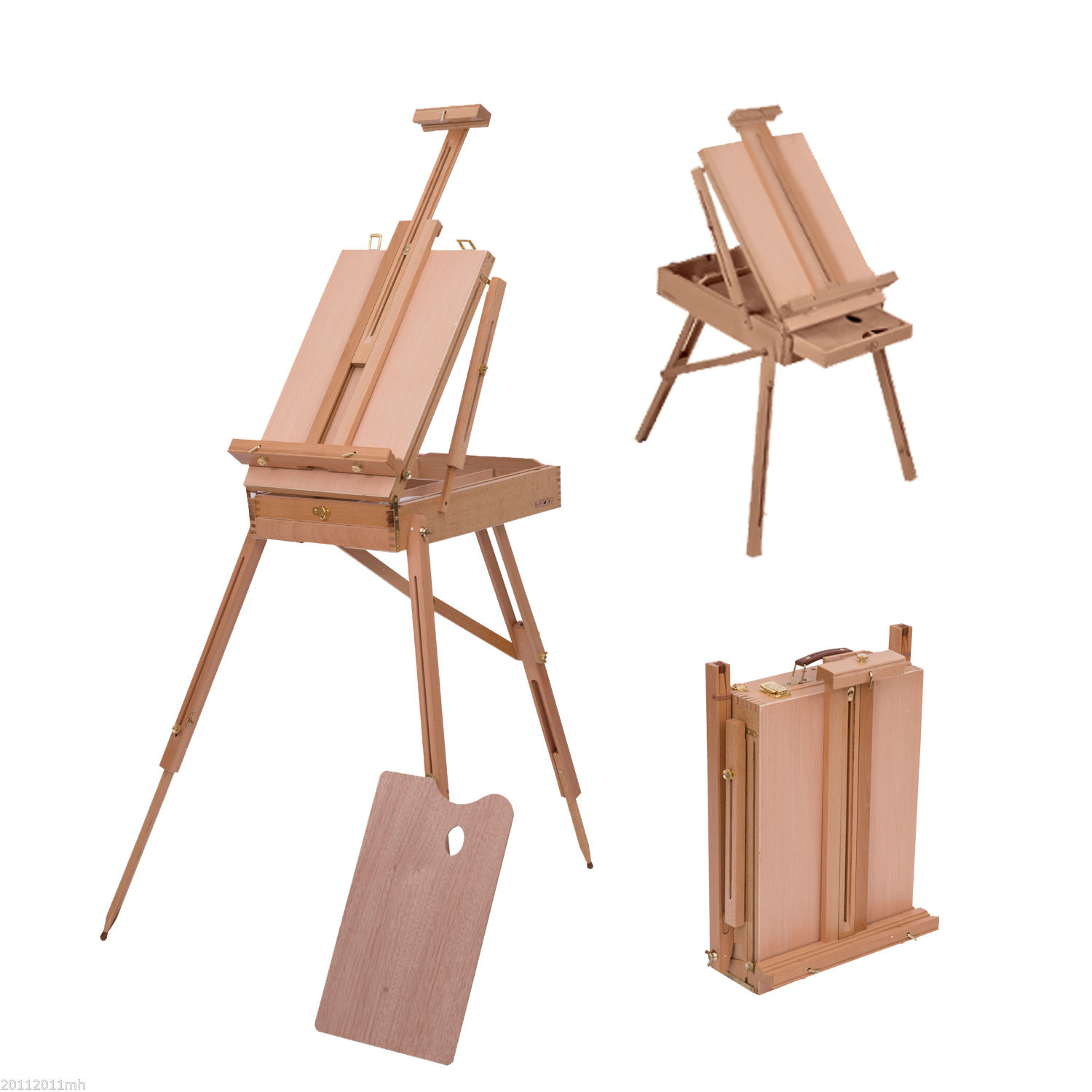 HOMCOM Wooden Easel Folding French Artists Easel Set Portable Art ...