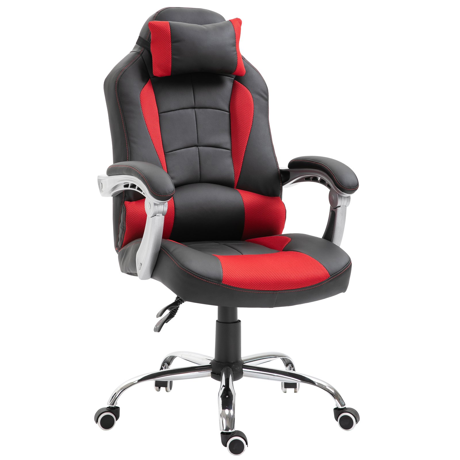HOMCOM Ergonomic Executive Office Chair Swivel Light Racing Style, Red ...